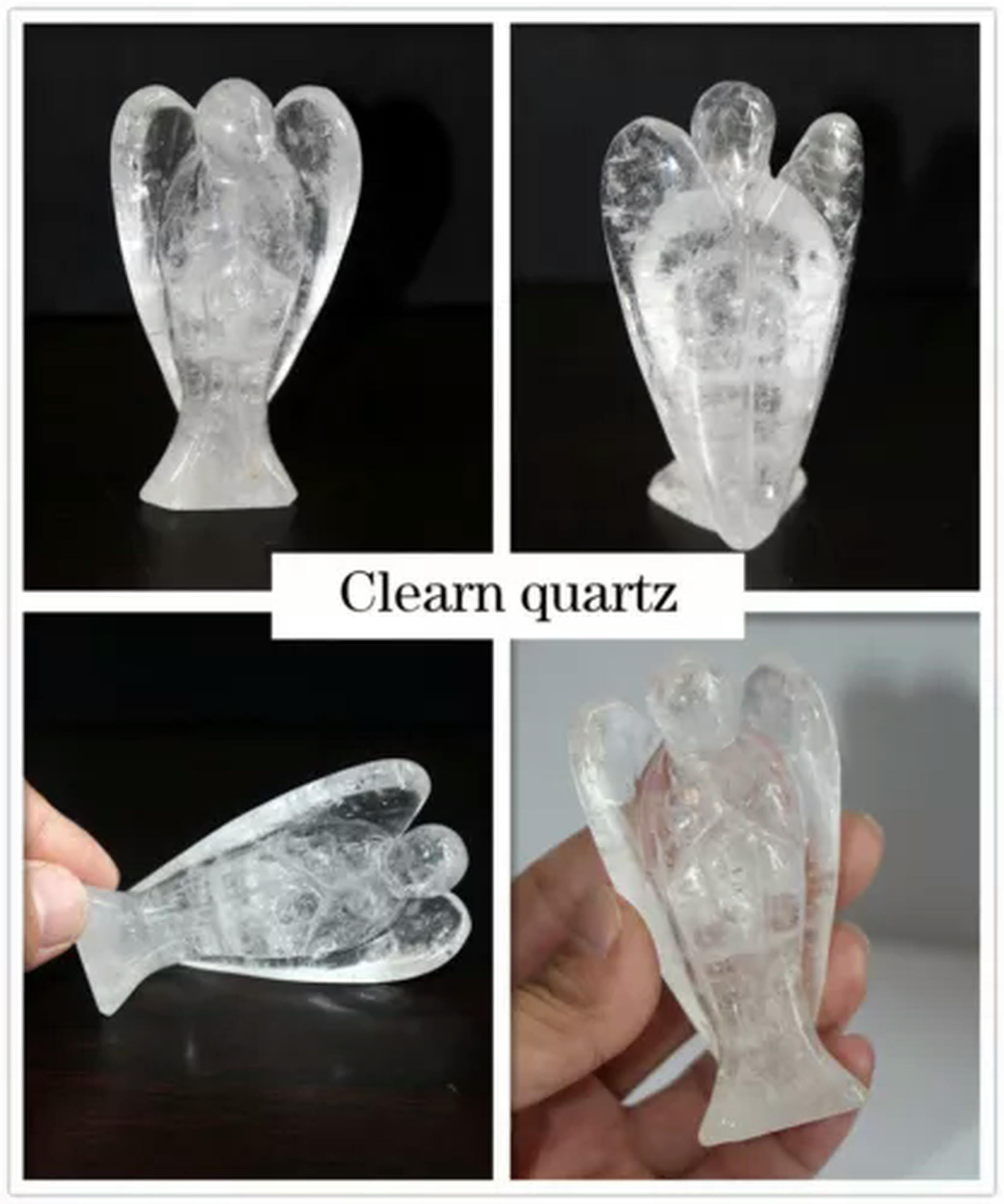 MATROOY 3" Carved Gems Crystal Guardian Angel Figurine Amulet Healing ...