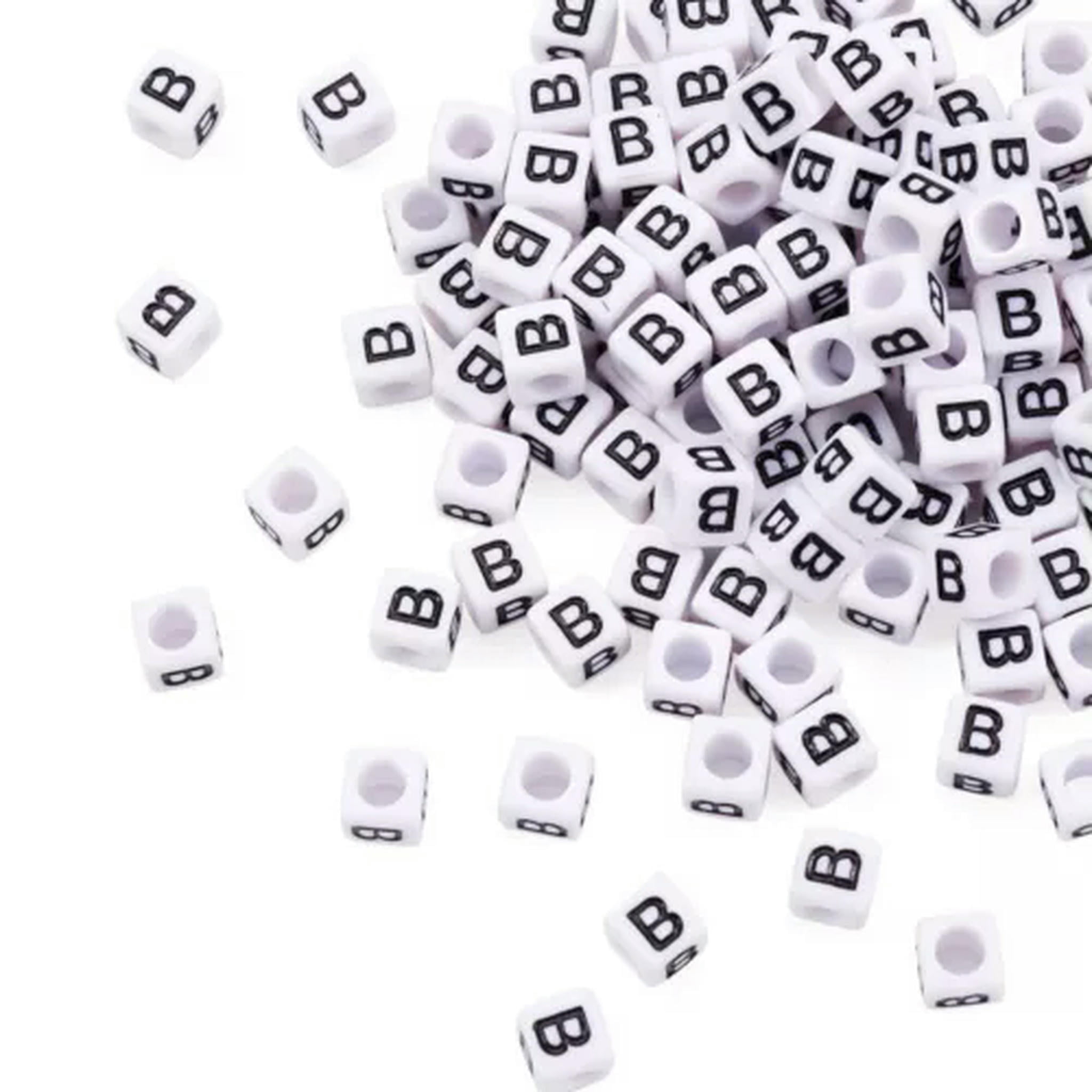 MATROOY 300pcs Mixed Letters White Alphabet Acrylic Cube Beads DIY ...