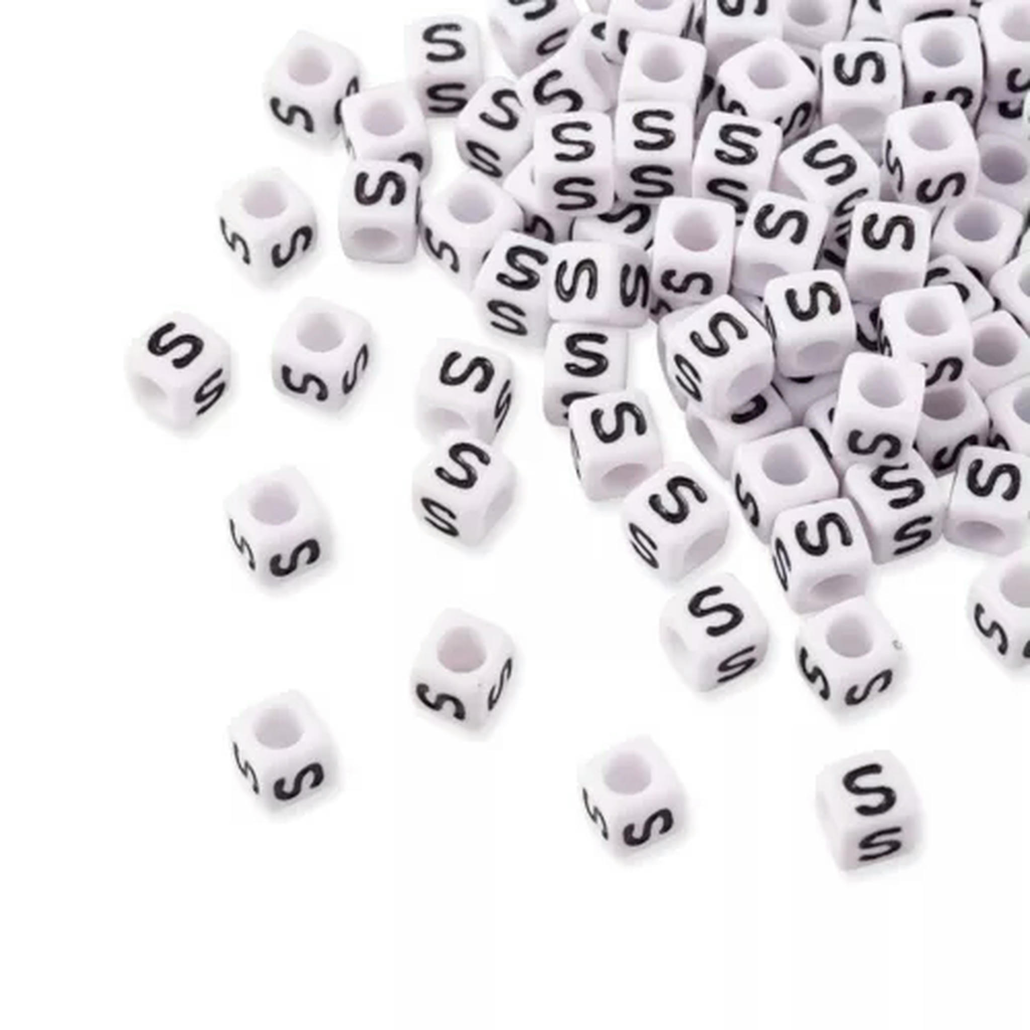 MATROOY 300pcs Mixed Letters White Alphabet Acrylic Cube Beads DIY ...