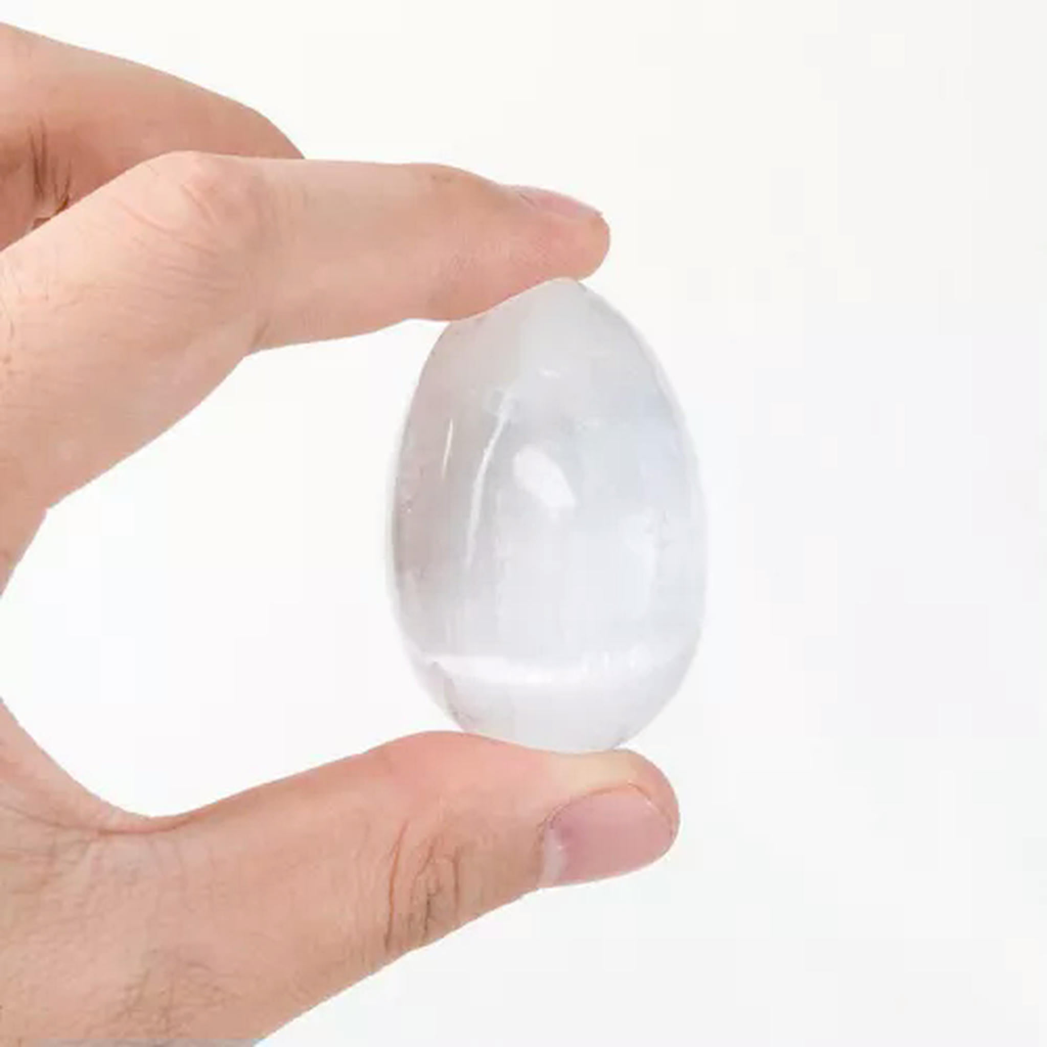 MATROOY 4.5~6.5cm Selenite Palm Worry Stone Soap Stone Shape Oval ...