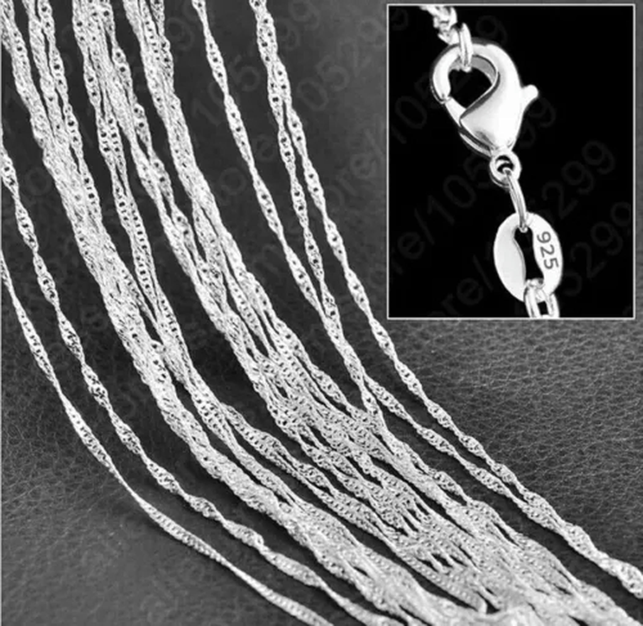 MATROOY 5/10pcs Silver Plated Water Wave Chain Necklace for Men Women ...