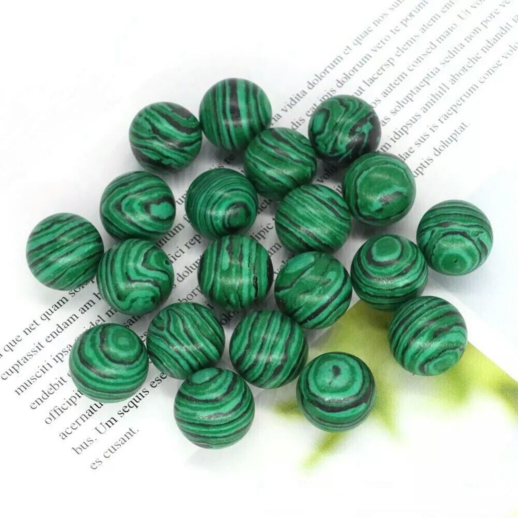MATROOY 50pc 16mm Ball Artificial Malachite Stone Sphere Reiki Healing ...