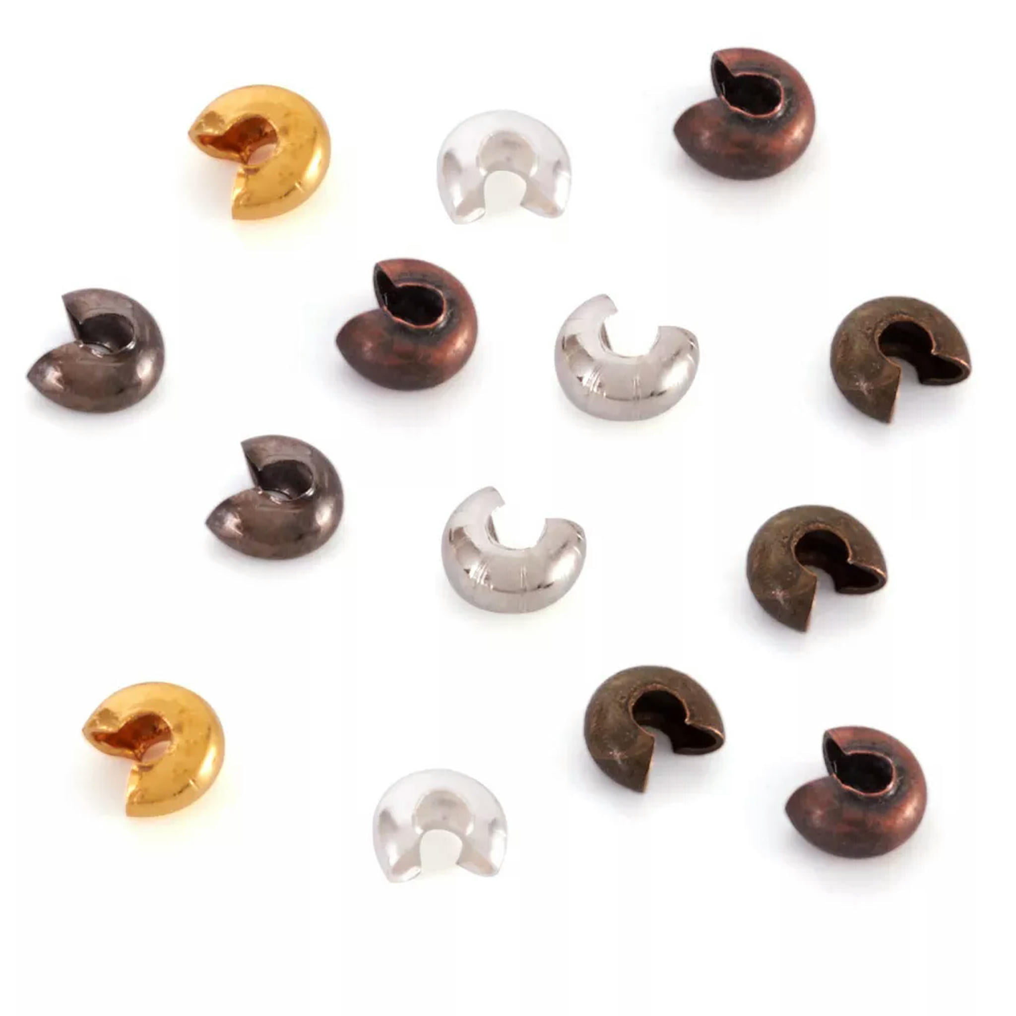 MATROOY 590pcs/box Iron Crimp Beads Knot Covers 3mm 6 Colors Open Bead ...