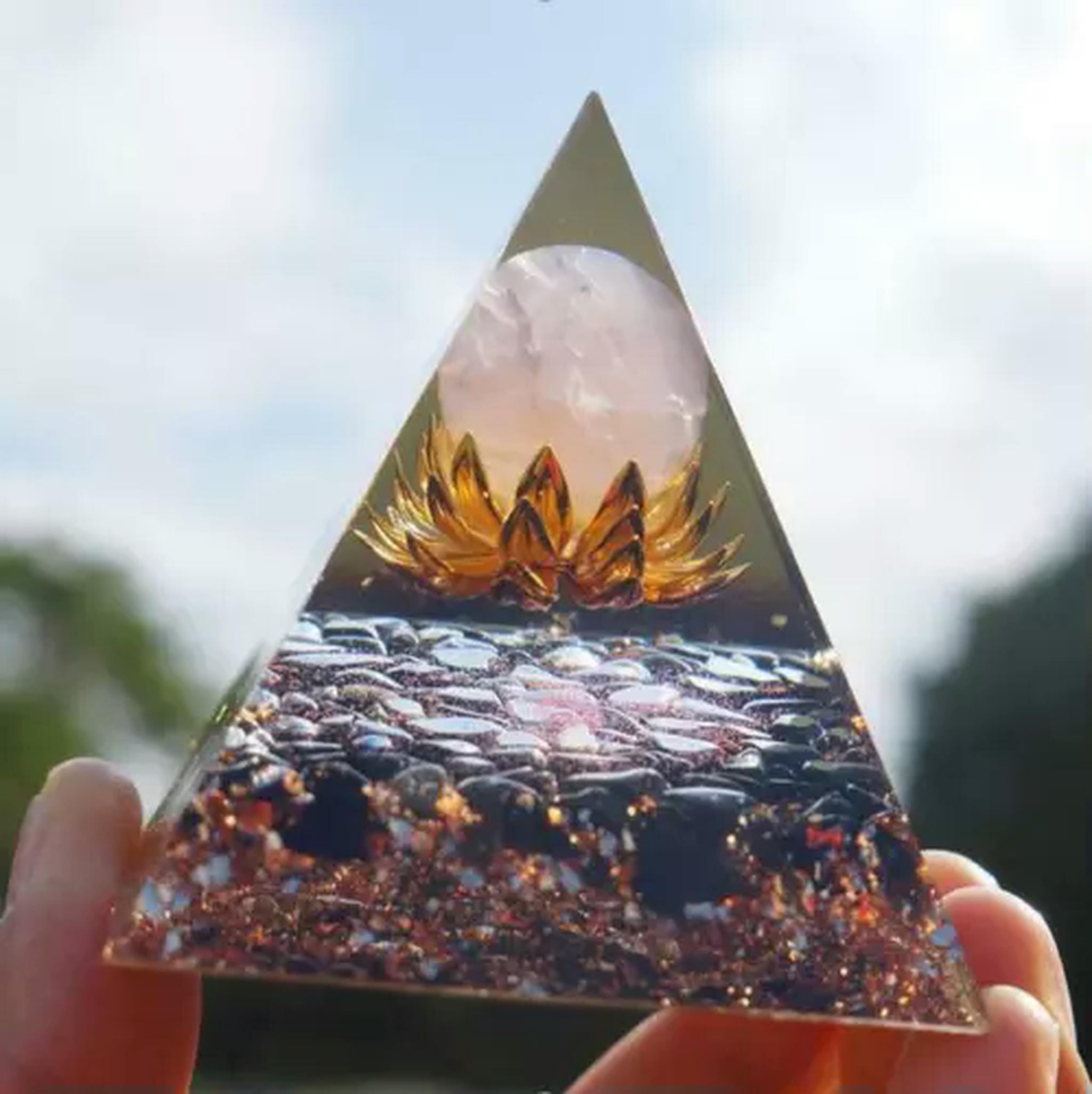 MATROOY 60mm Tree Life Space Crystal Quartz Sphere Orgonite Pyramid ...
