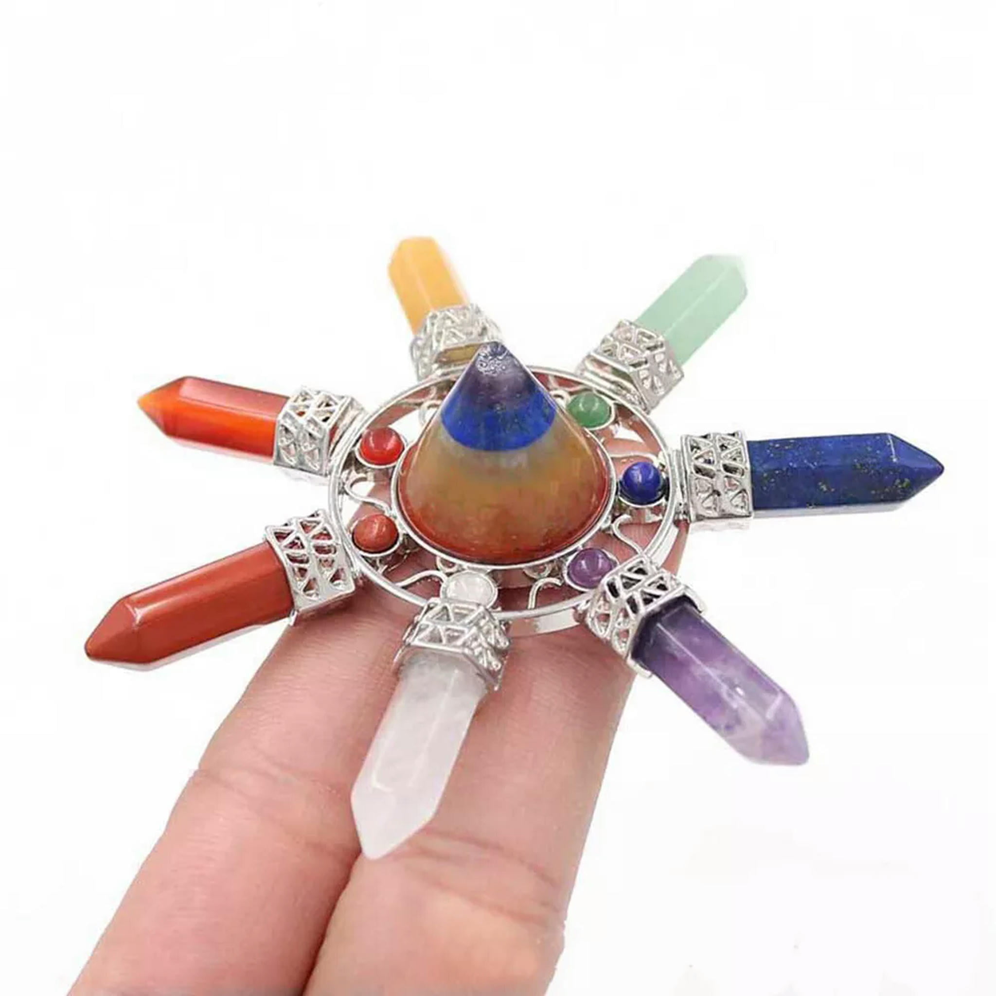 MATROOY 7 Chakra Healing Crystal Pyramid Energy Generator Hexagon Point ...