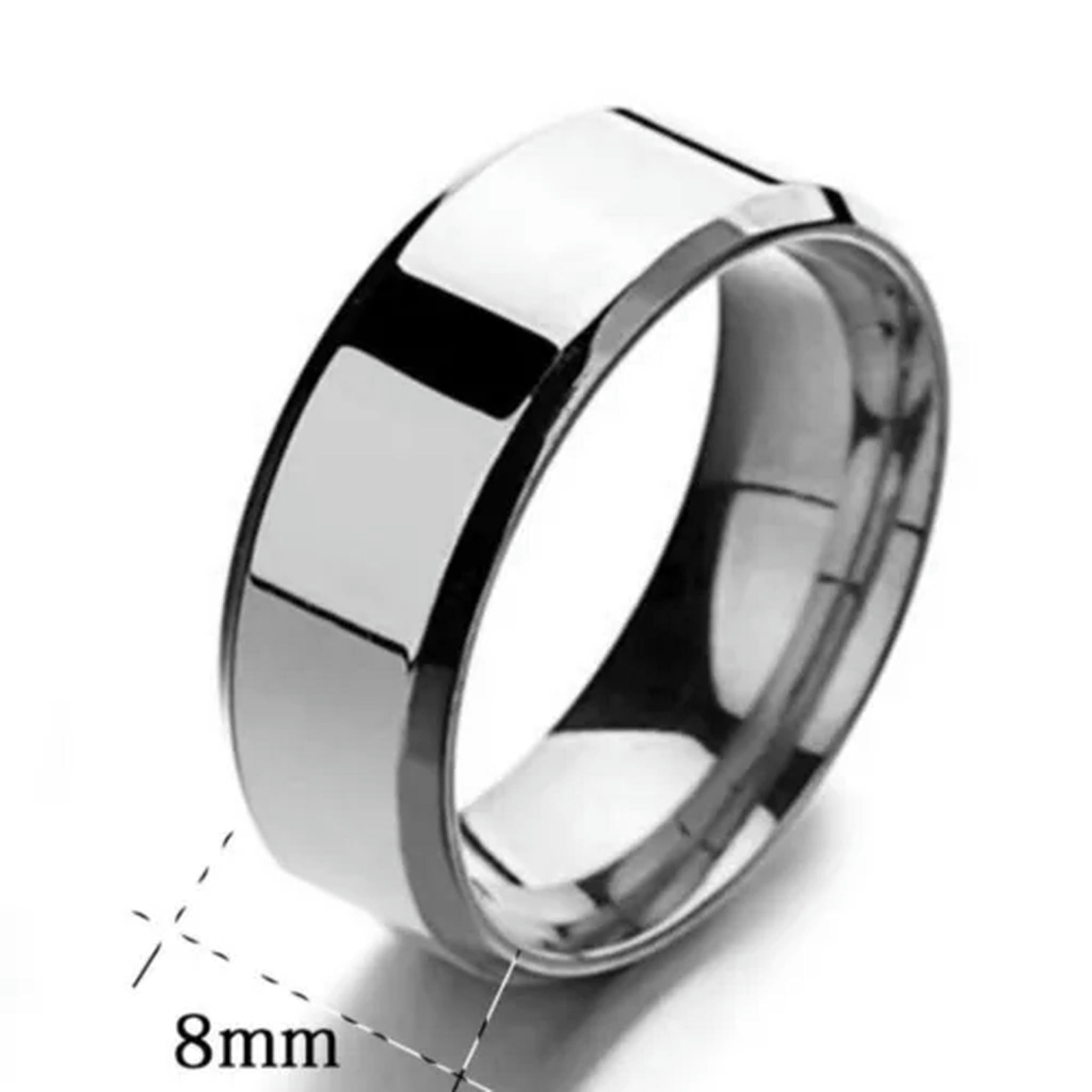 MATROOY 8MM Wide Middle Fluted Frosted Men Stainless Steel Ring Couple ...