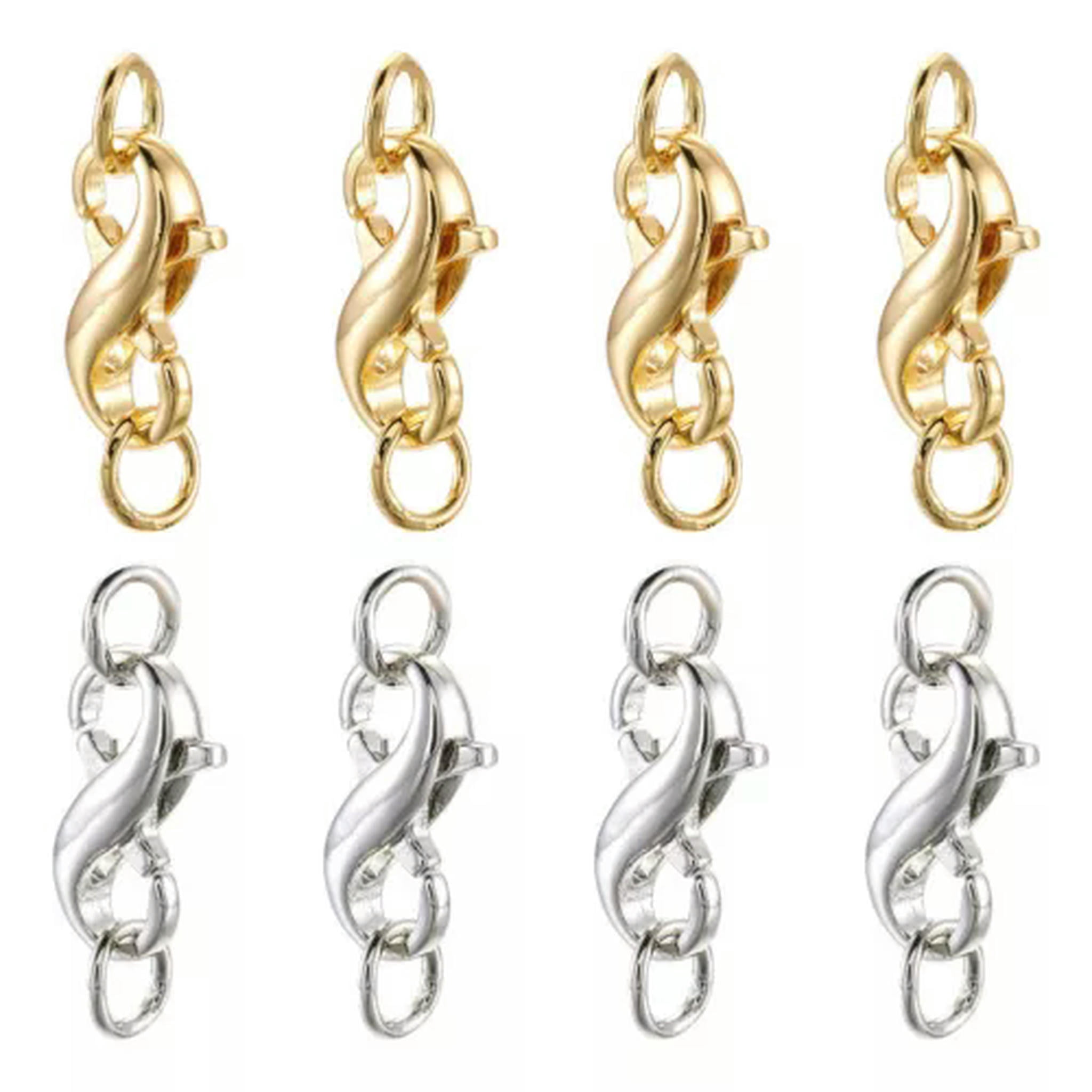MATROOY 8pcs Double Opening Lobster Claw Clasps with Rings Connector ...