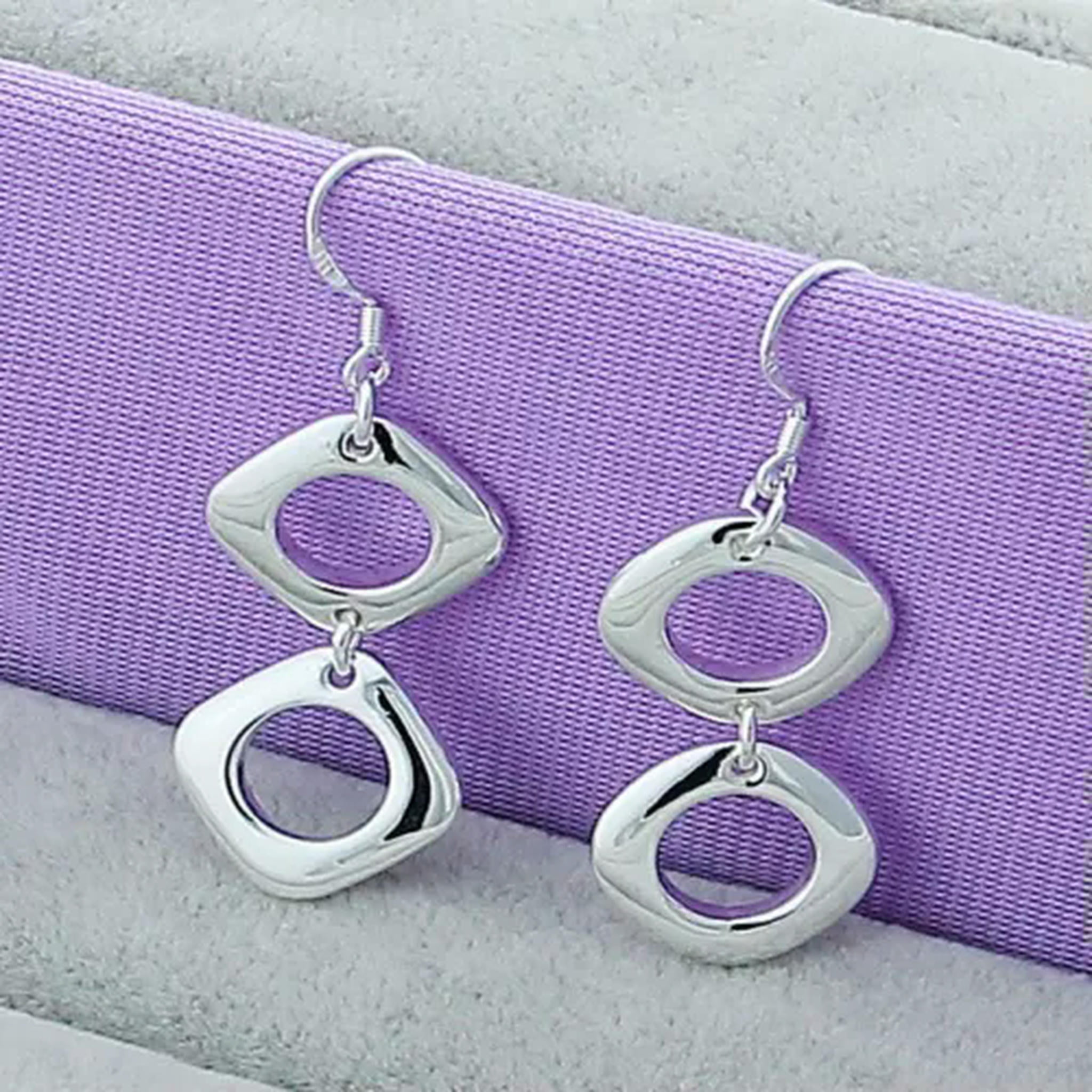 MATROOY 925 Silver filled Square Dangle Drop Earrings Women Earrings Jewelry-1pcs - Walmart.com