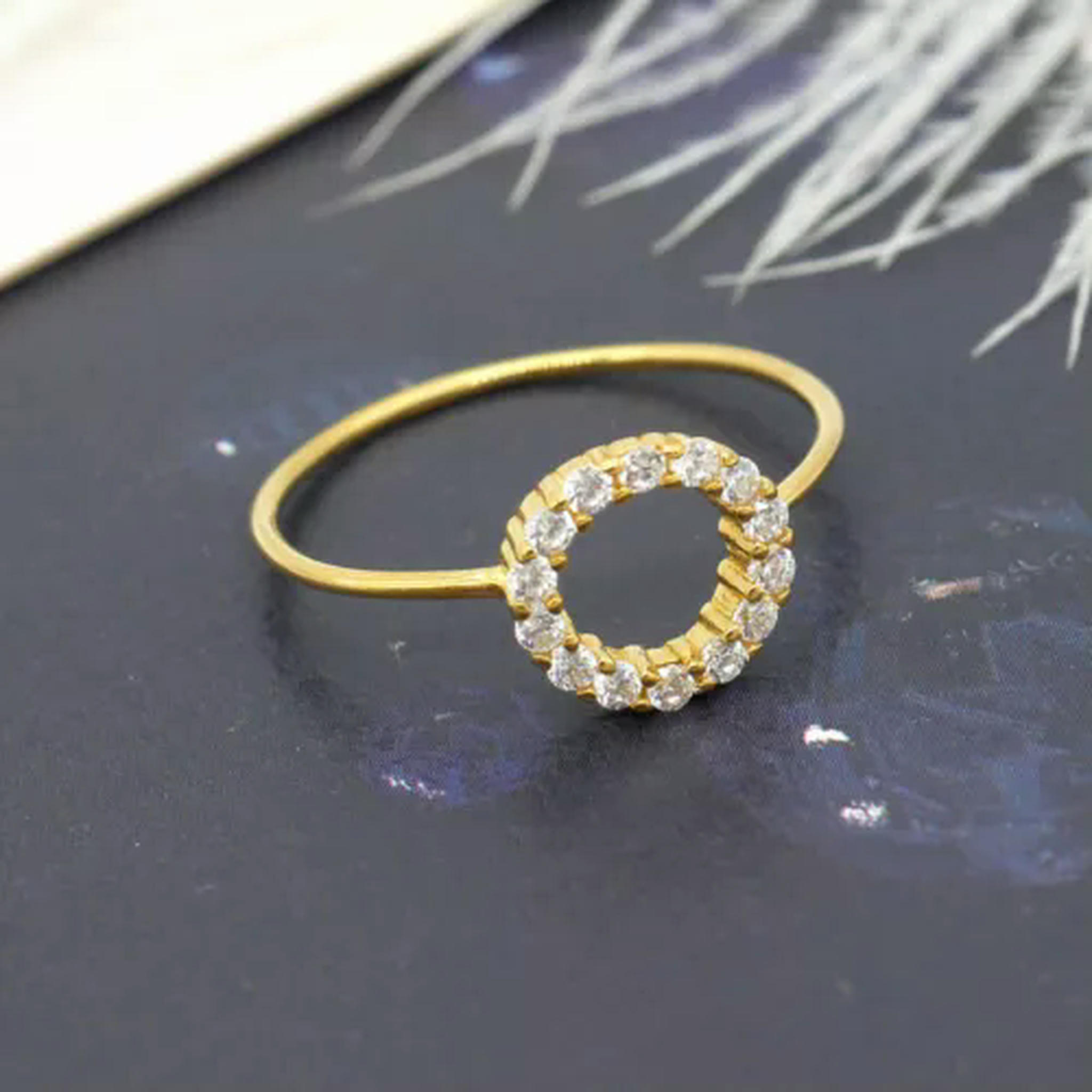 MATROOY 925 Sterling Silver Halo Circle CZ Knuckle Midi Pinkie Gold Tone Ring A3027-4 - Walmart.com