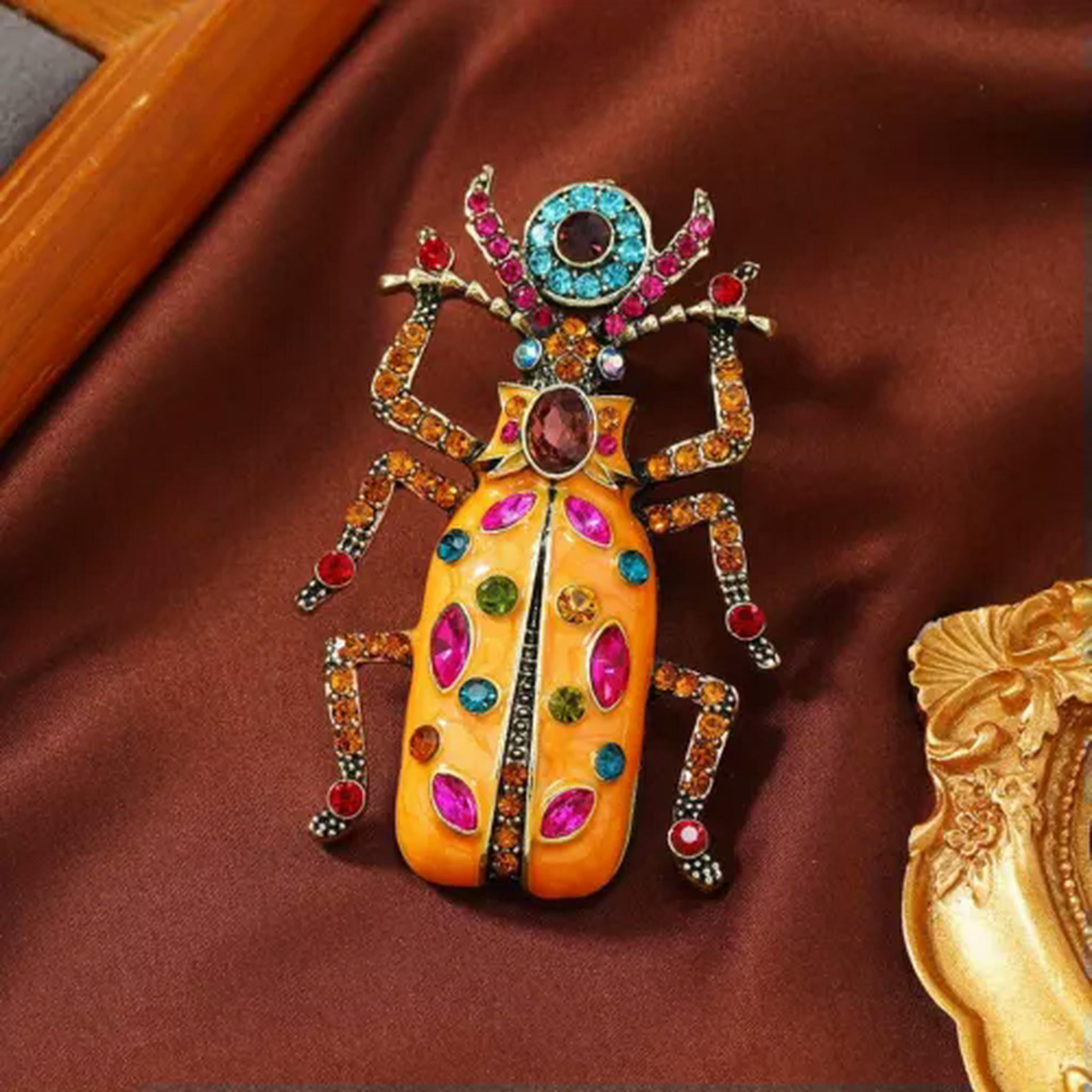 MATROOY Antique Scarab Brooch Fashion Beetle Coat Pin Corsage-orange ...