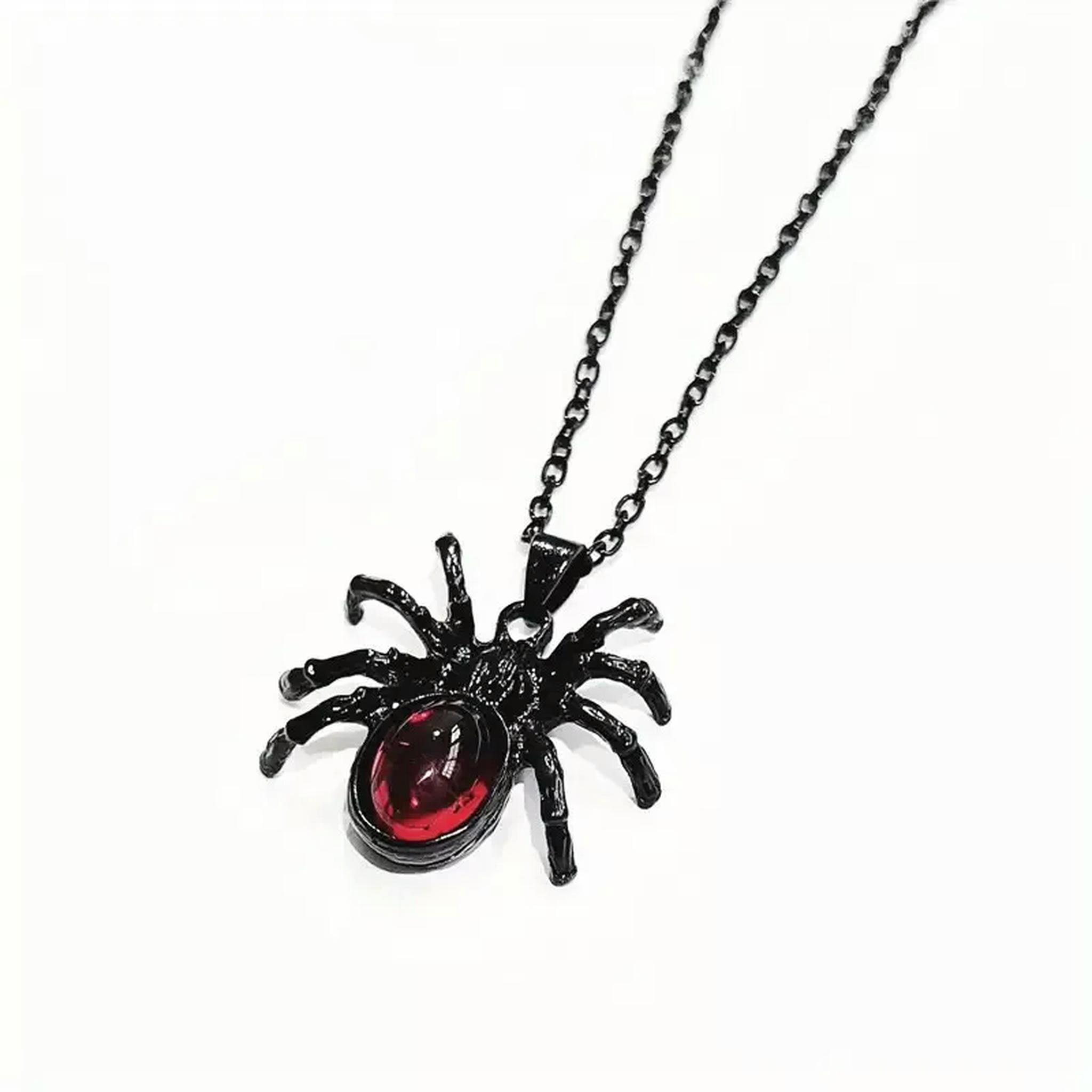 MATROOY Beautiful Gothic Black Spider With Red Crystal Gem Pendant ...