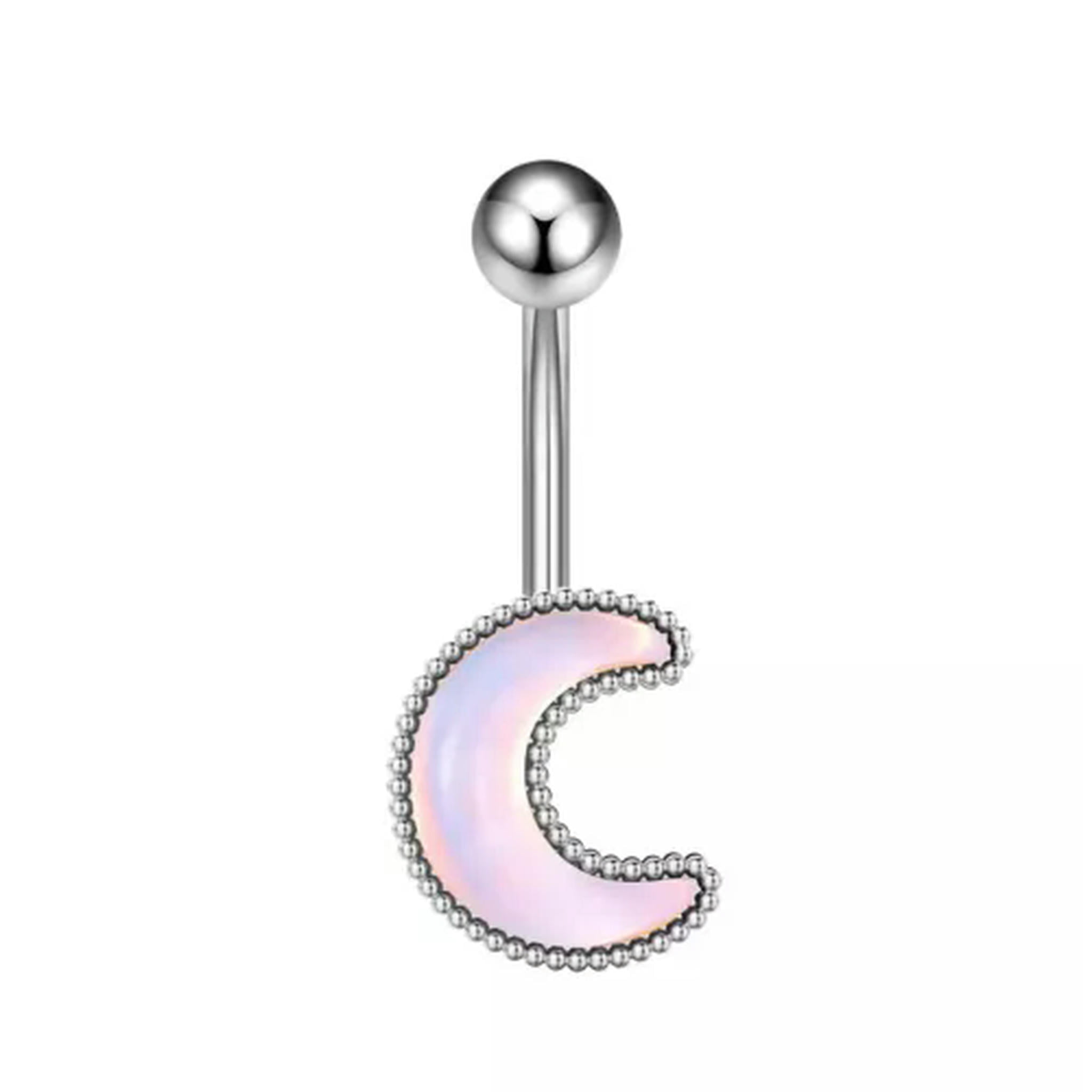 MATROOY Belly Bar Navel Jewelry Geometric Belly Ring Moon Navel Ring ...