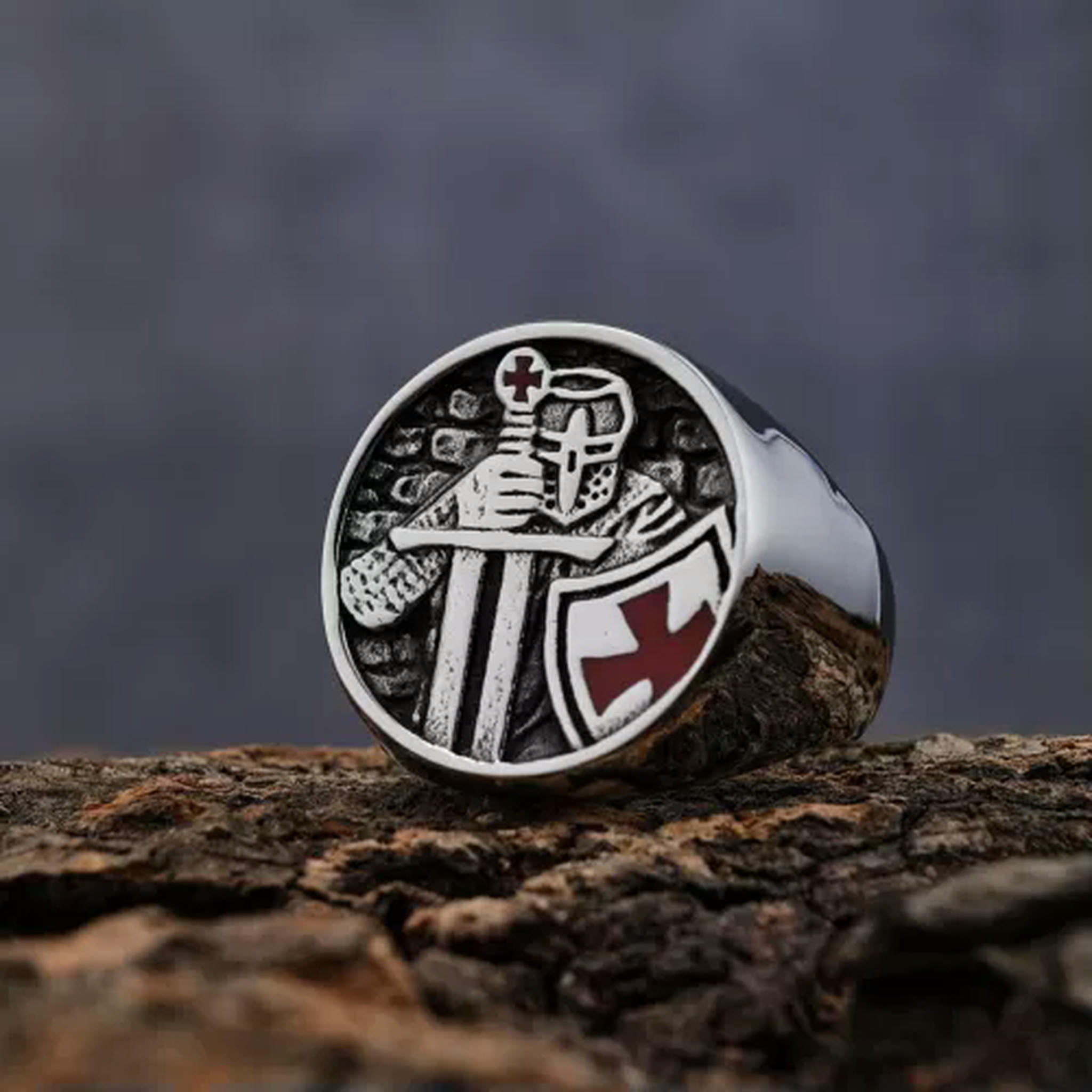 MATROOY Biker 316 Stainless Steel Knights Templar Armor Shield Red ...
