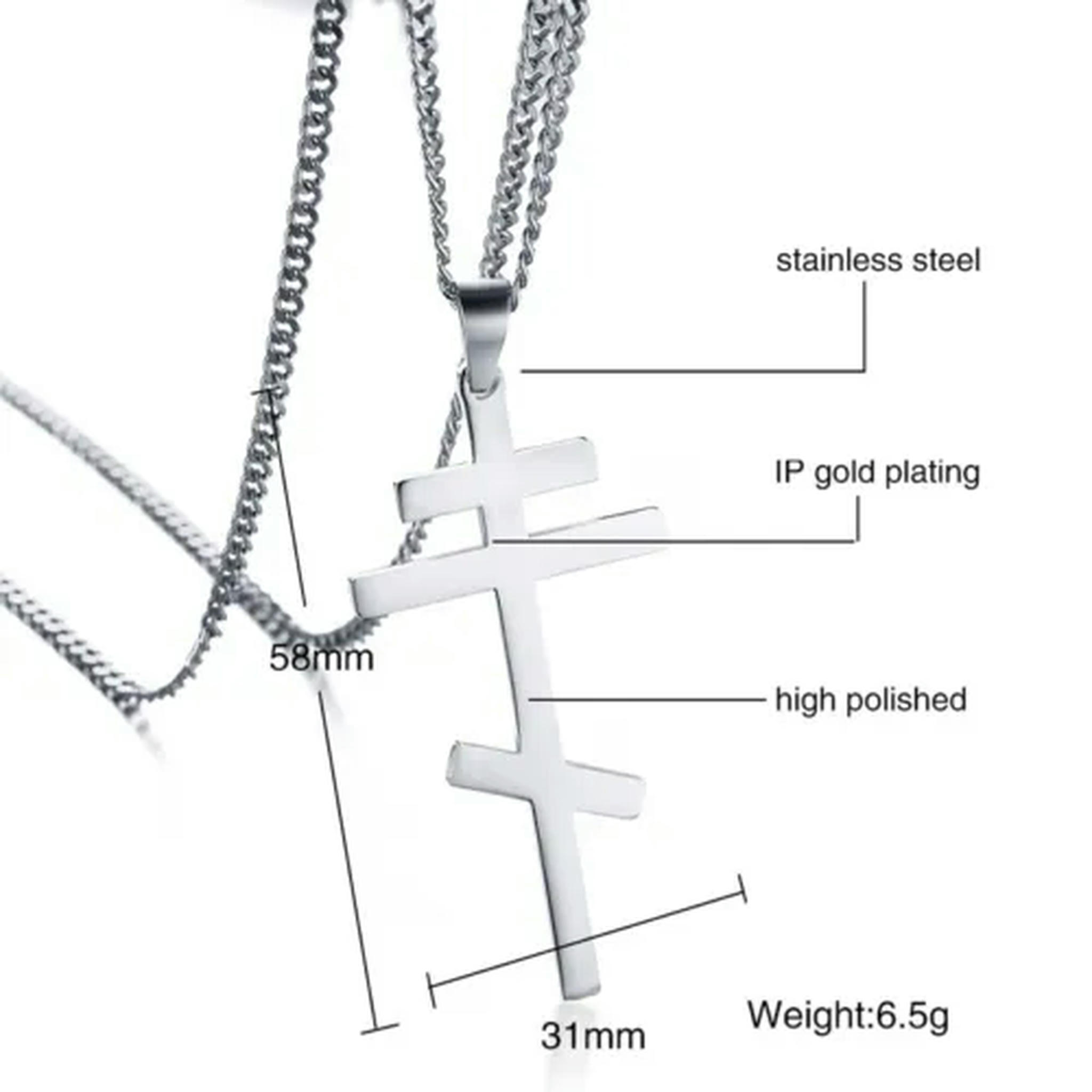 MATROOY Byzantine Russian Orthodox Church Cross Pendant Chain Necklace ...