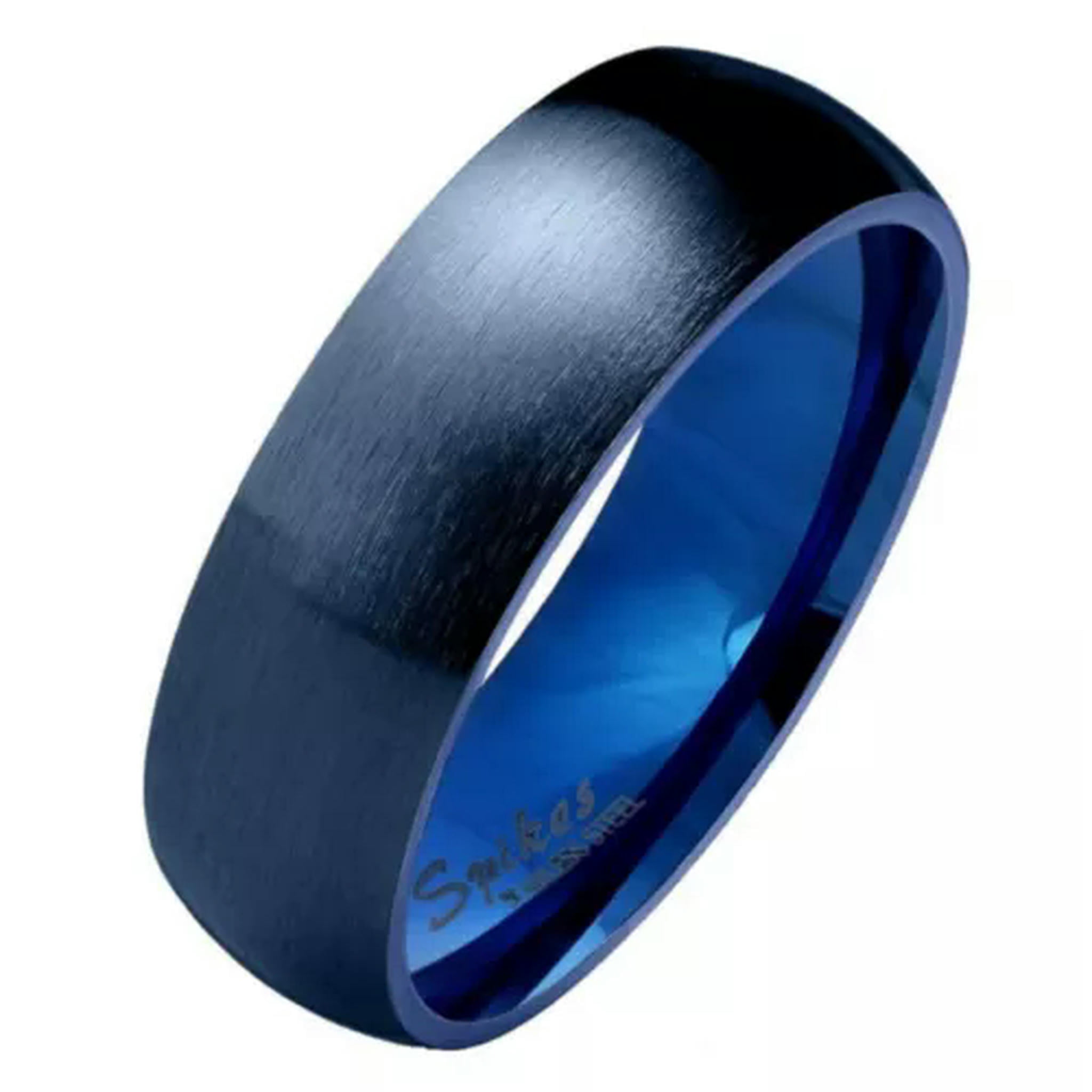 MATROOY Classic Dark Navy Blue Ring Mens Womens Stainless Steel Wedding ...