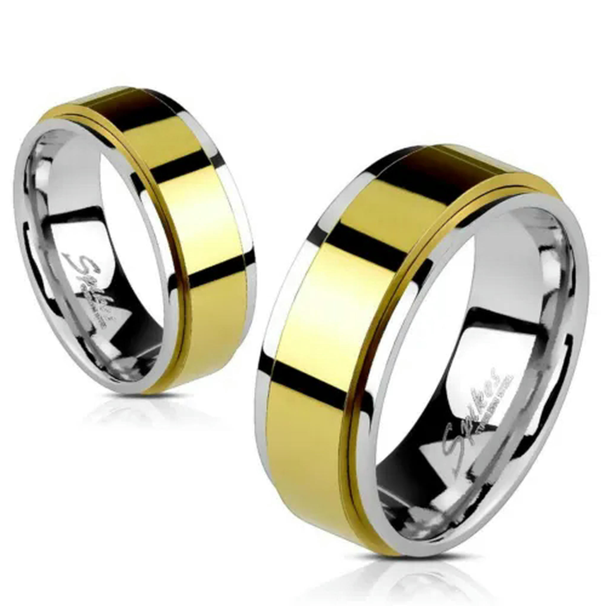 MATROOY Classic Spinner Ring Gold PVD Plate Stainless Steel Anti ...