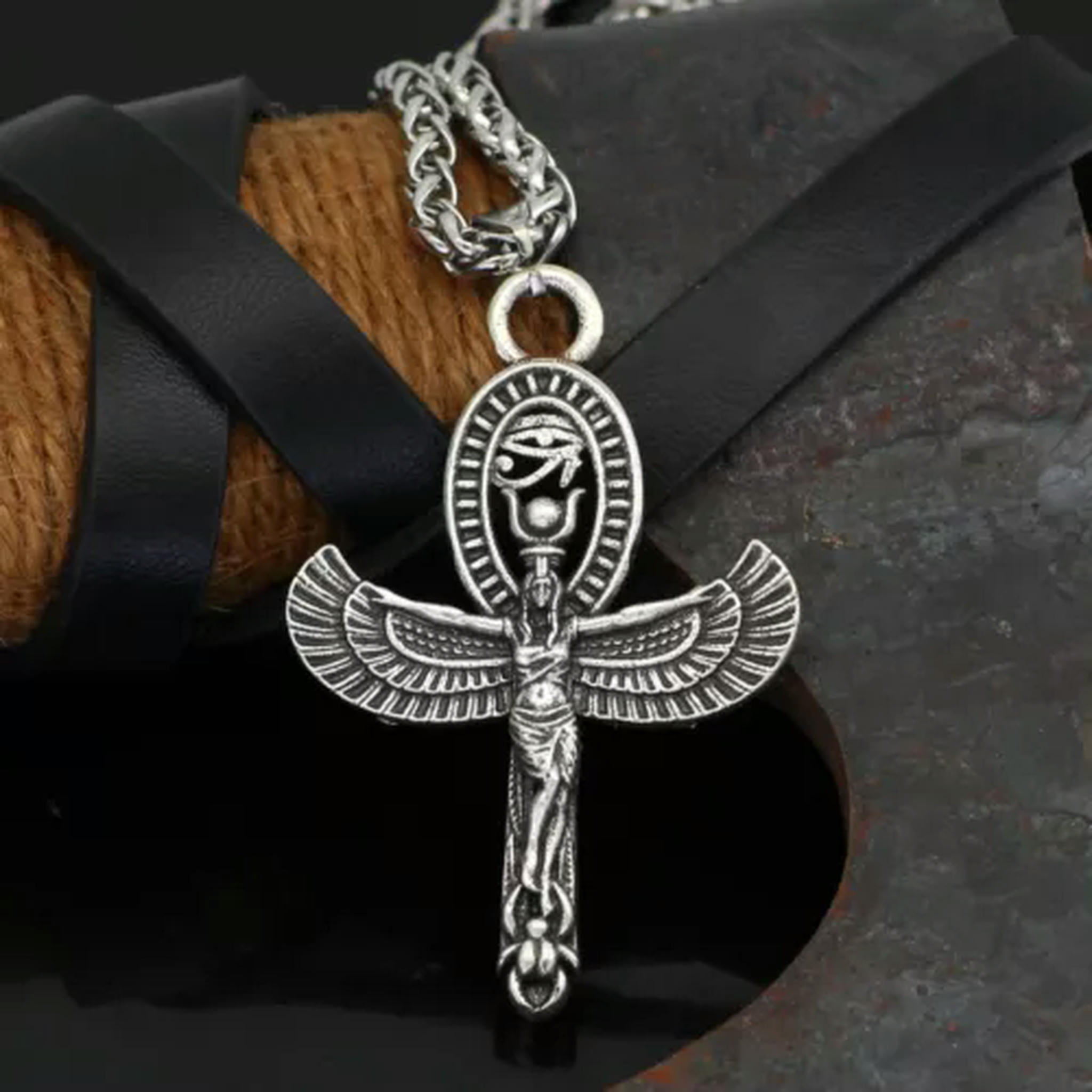 MATROOY Egyptian Goddess Isis Ankh Cross w. Eye of Horus Pendant ...