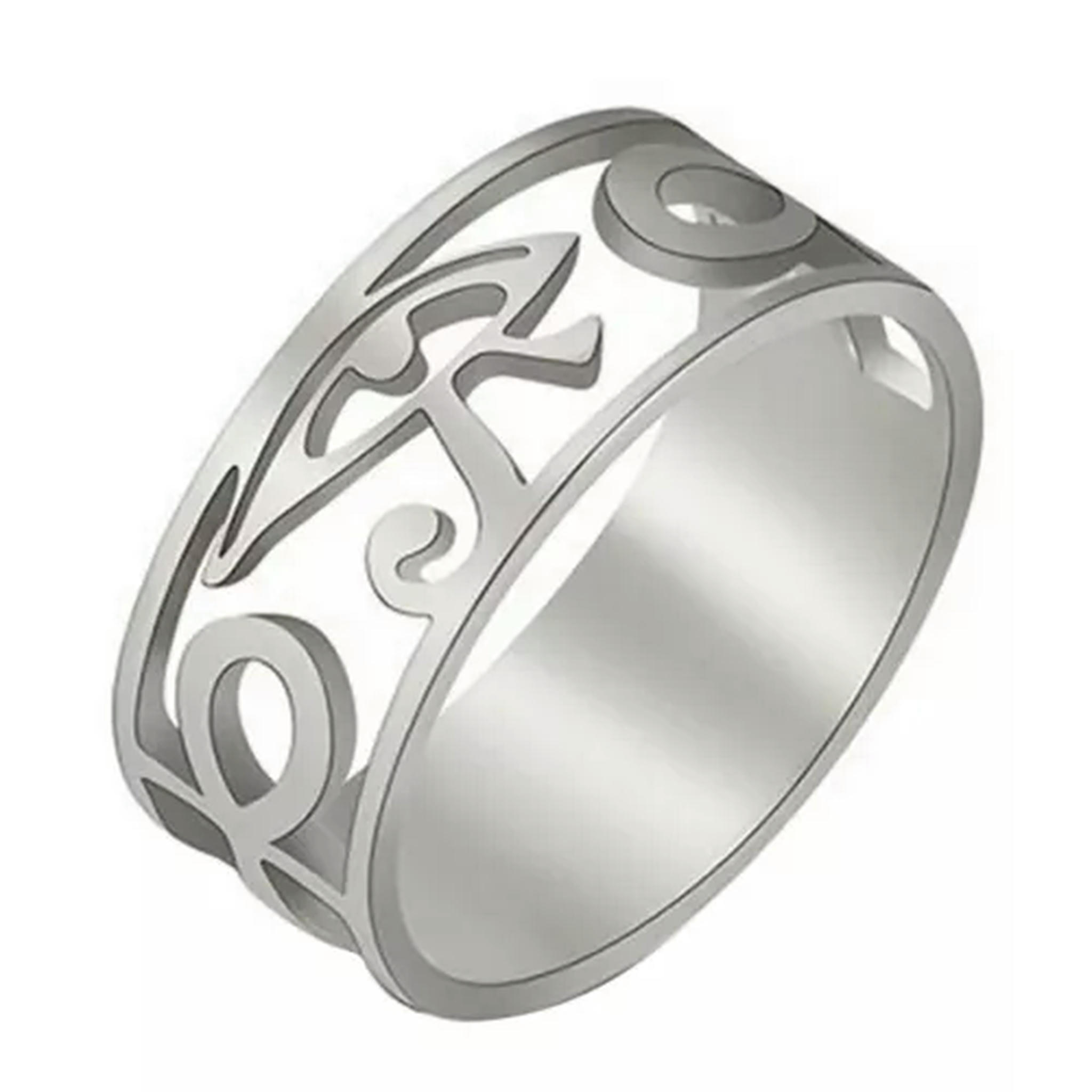 MATROOY Eye of Ra Ring Silver Surgical Stainless Steel Egyptian Ankh ...