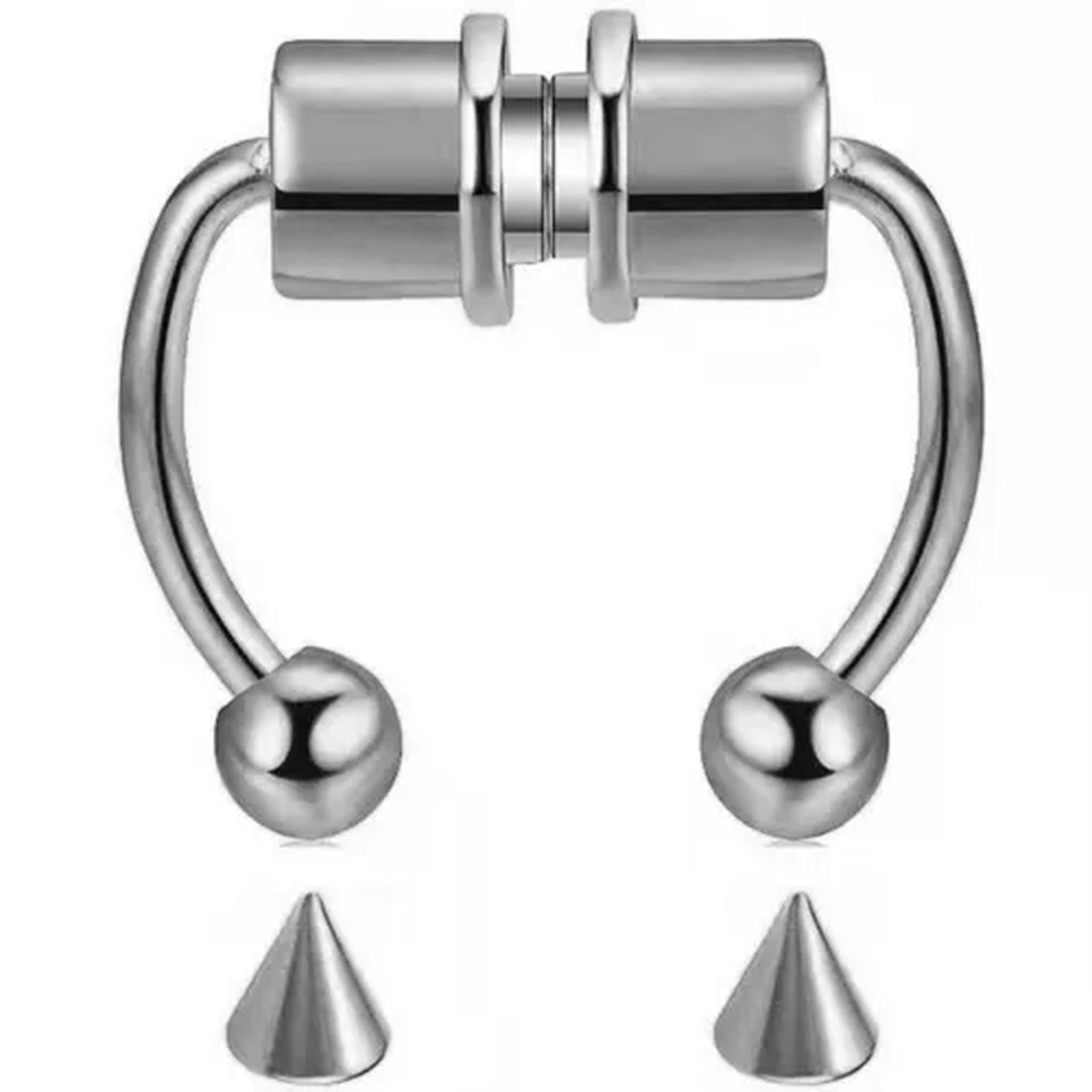 MATROOY Fake Nose Ring Hoop Nose Septum Rings Stainless Steel Magnet ...