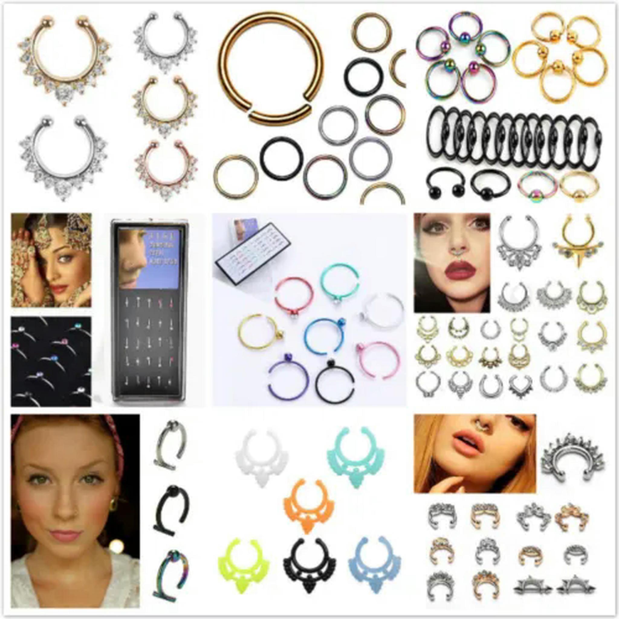 MATROOY Fake Unisex Septum Clicker Nose Ring Non Piercing Hanger Clip ...