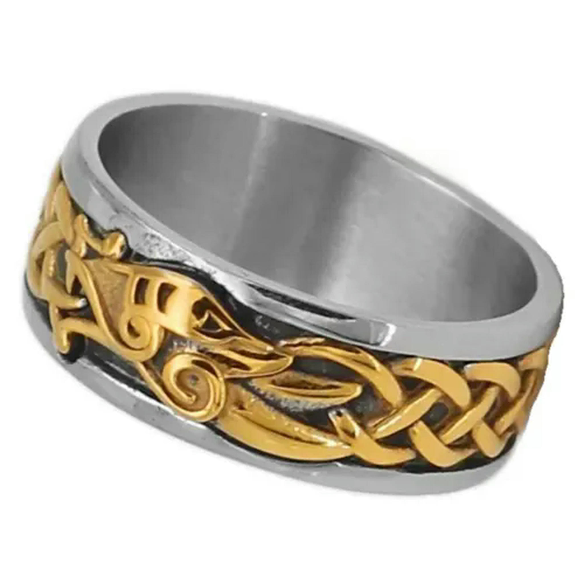 MATROOY Fenrir Knot Viking Ring Mens Gold PVD Plate 316L Stainless ...