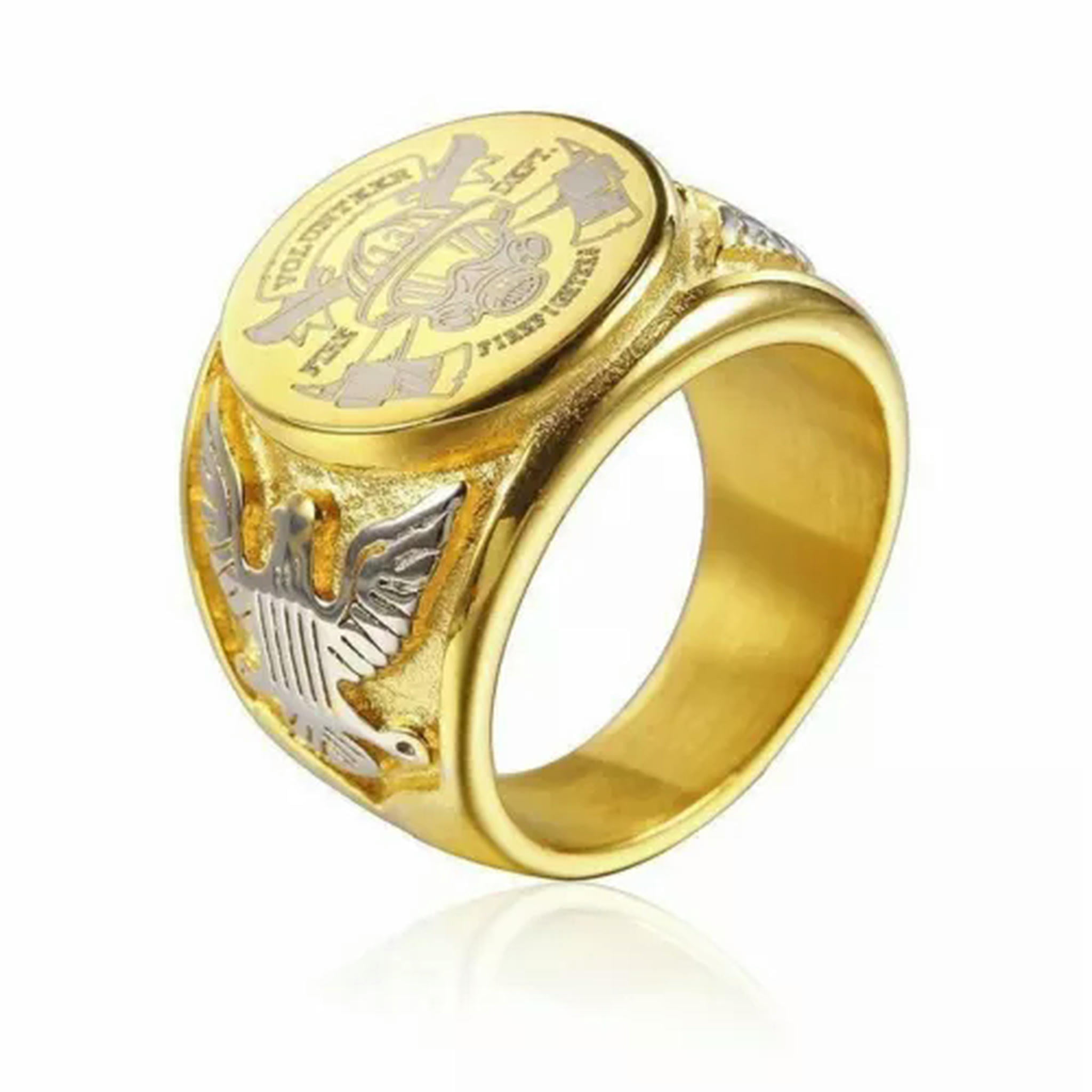 MATROOY Gold Men Signet Us Army Ring Stainless Steel Gold United States ...