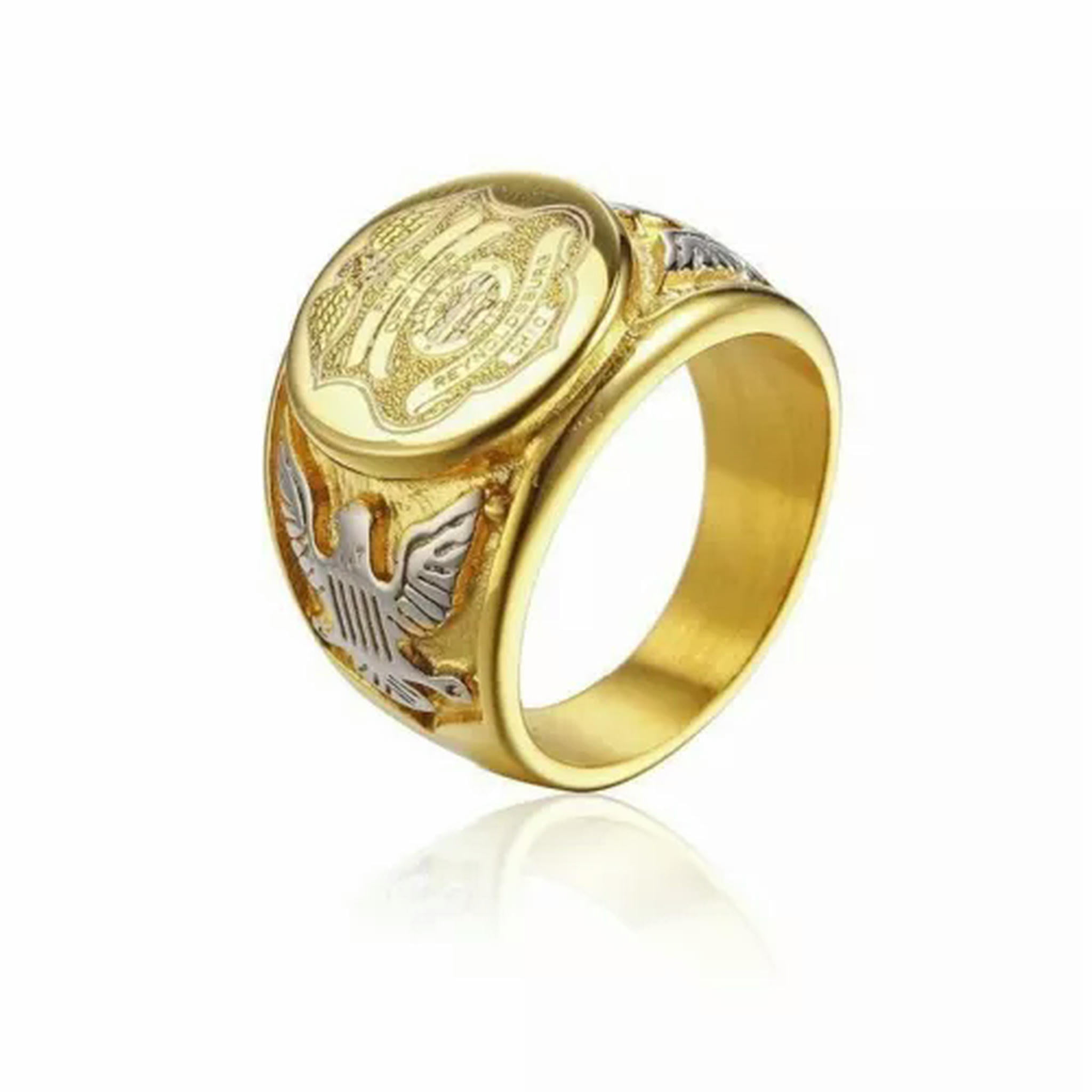 MATROOY Gold Men Signet Us Army Ring Stainless Steel Gold United States ...