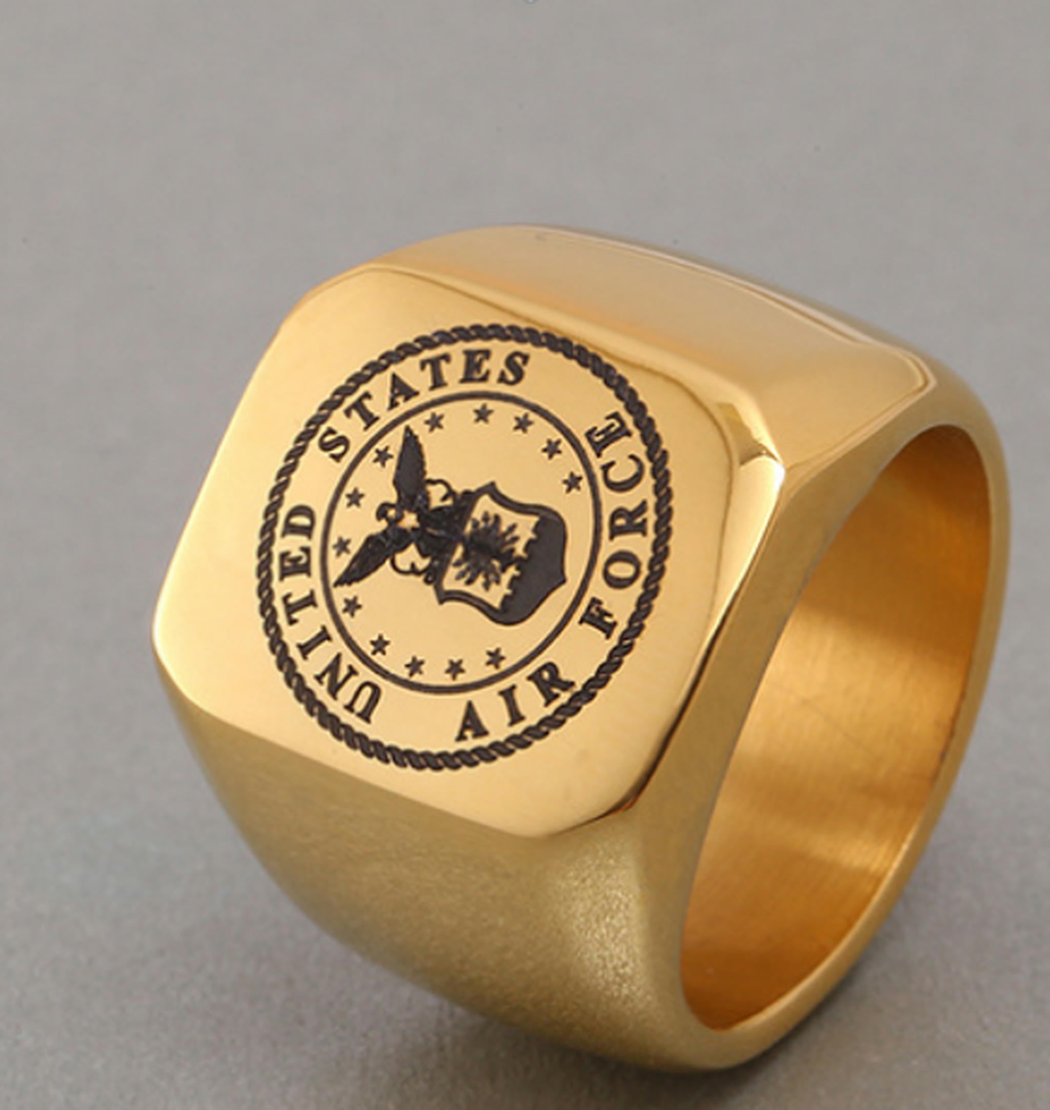 MATROOY Gold USA Military Ring United States Marine Corps Us Army Men ...