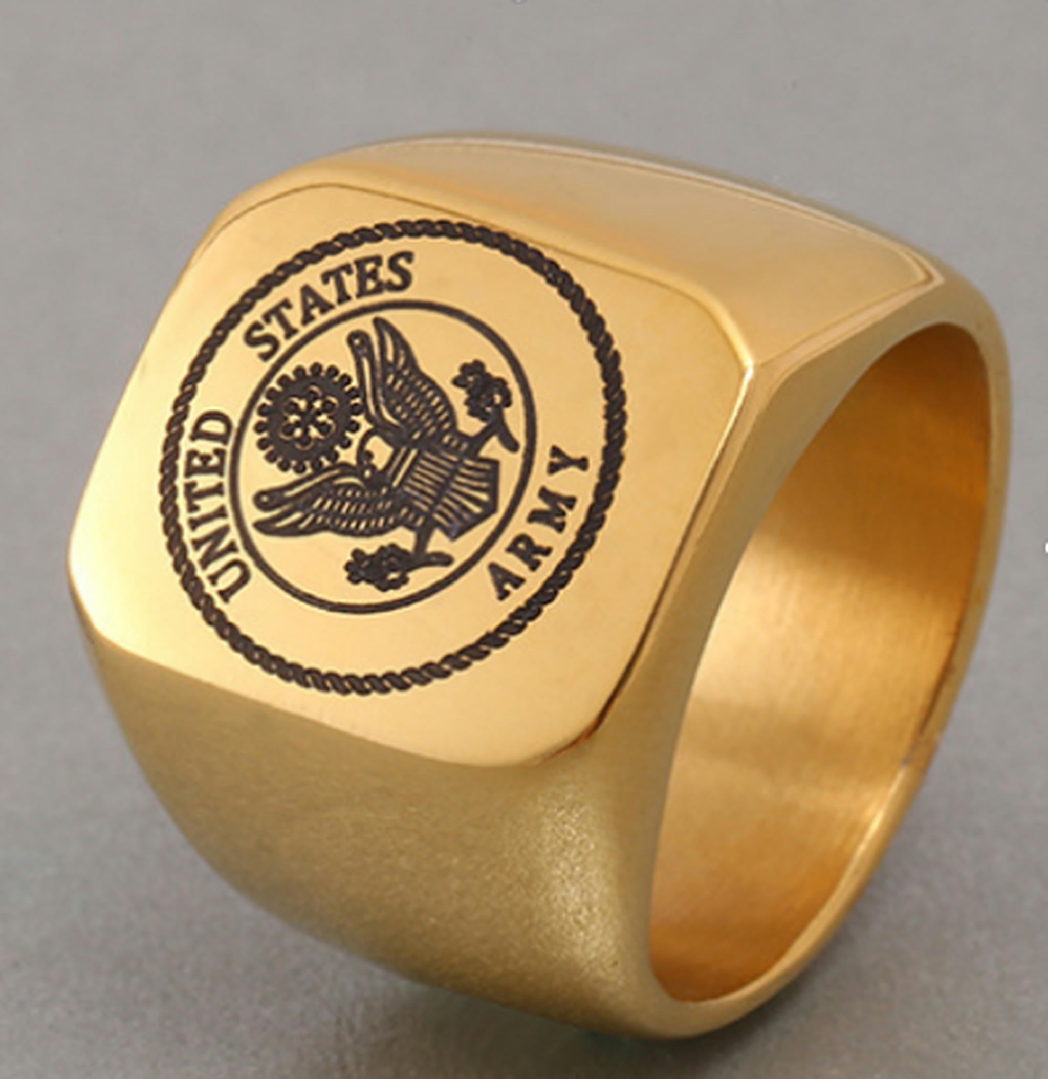 MATROOY Gold USA Military Ring United States Marine Corps Us Army Men ...