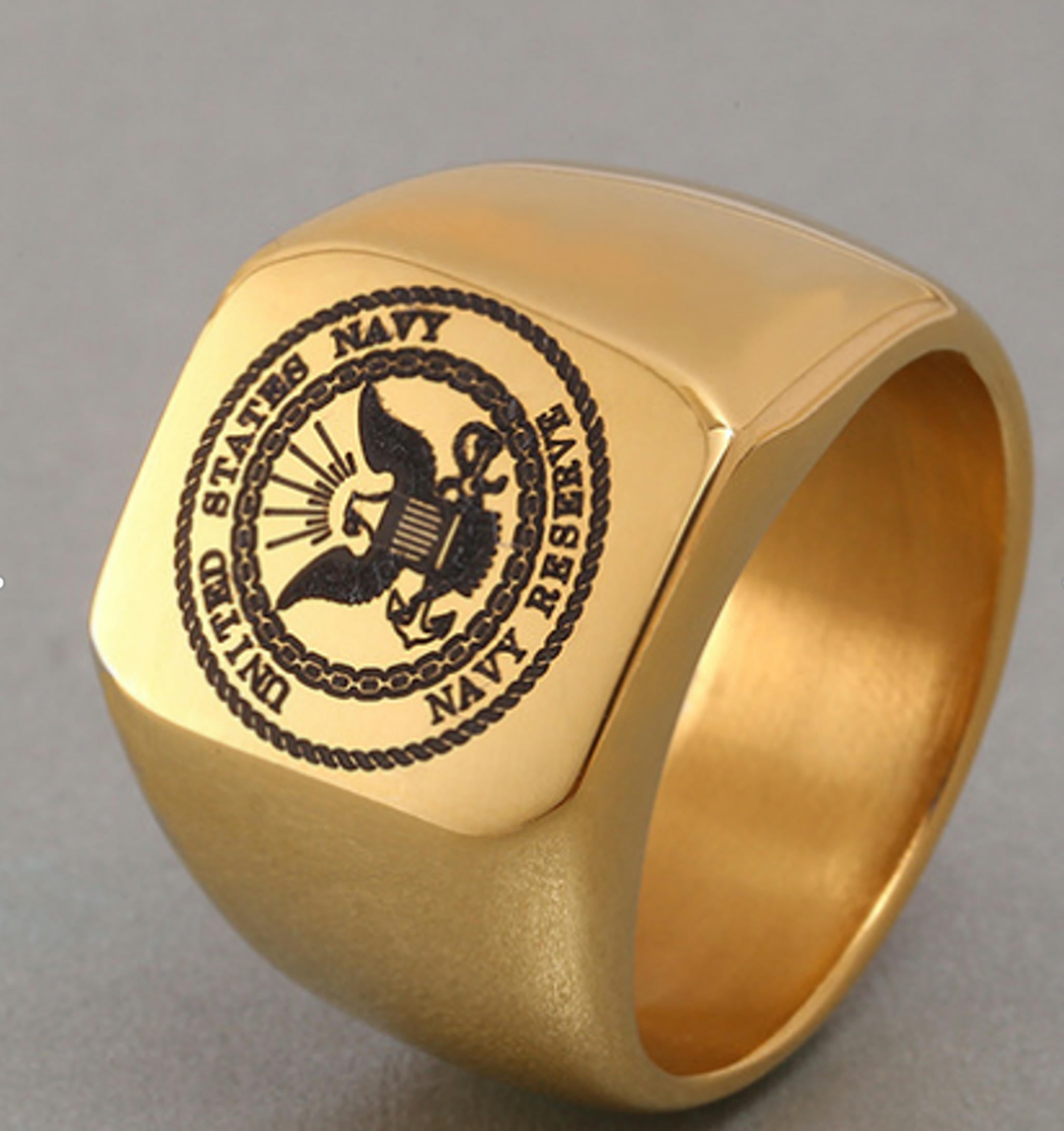 MATROOY Gold USA Military Ring United States Marine Corps Us Army Men ...