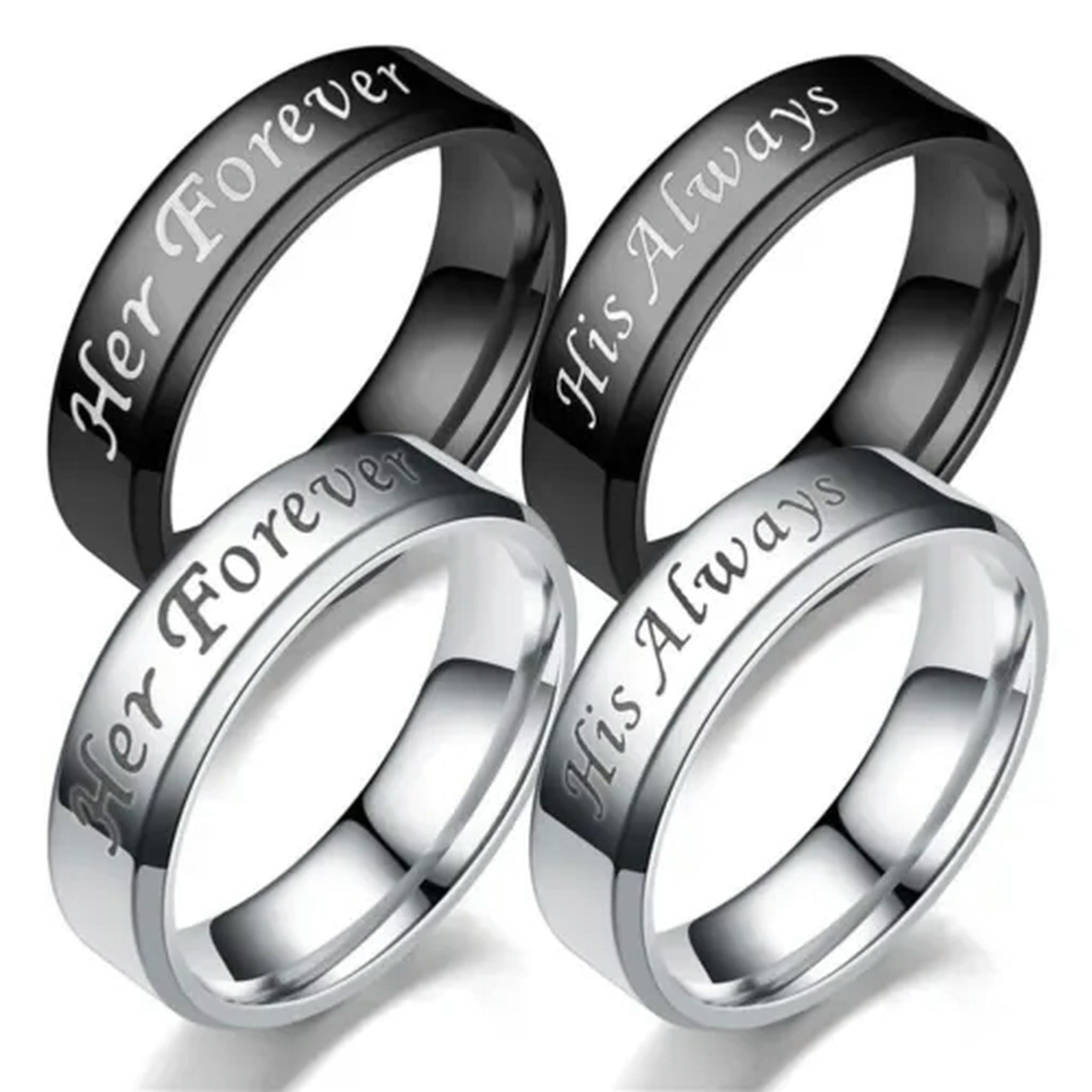 MATROOY His Always Her Forever Engagement Ring Gift Women Titanium ...