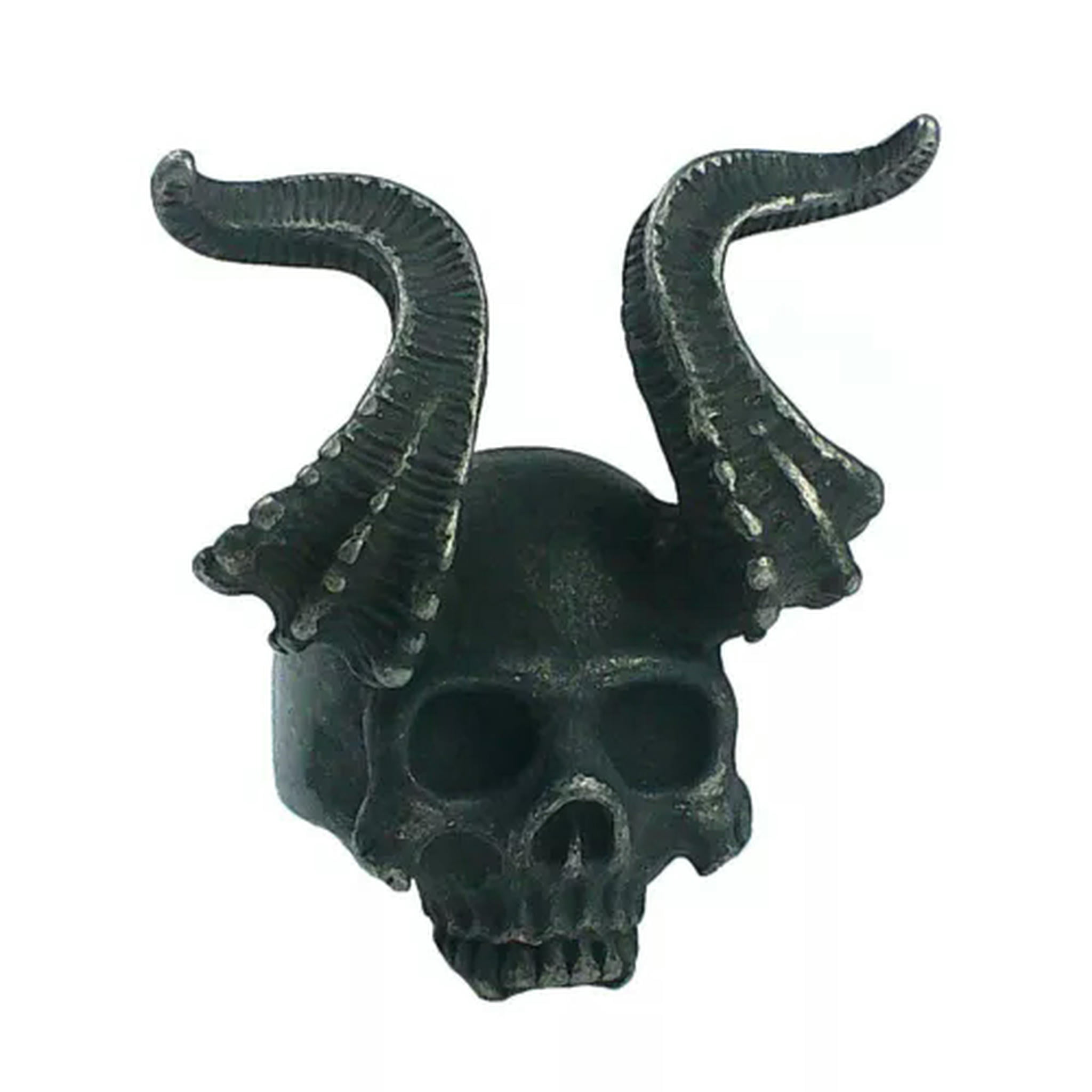 MATROOY Horned Demon Skull Ring Dark Silver Stainless Steel Gothic ...