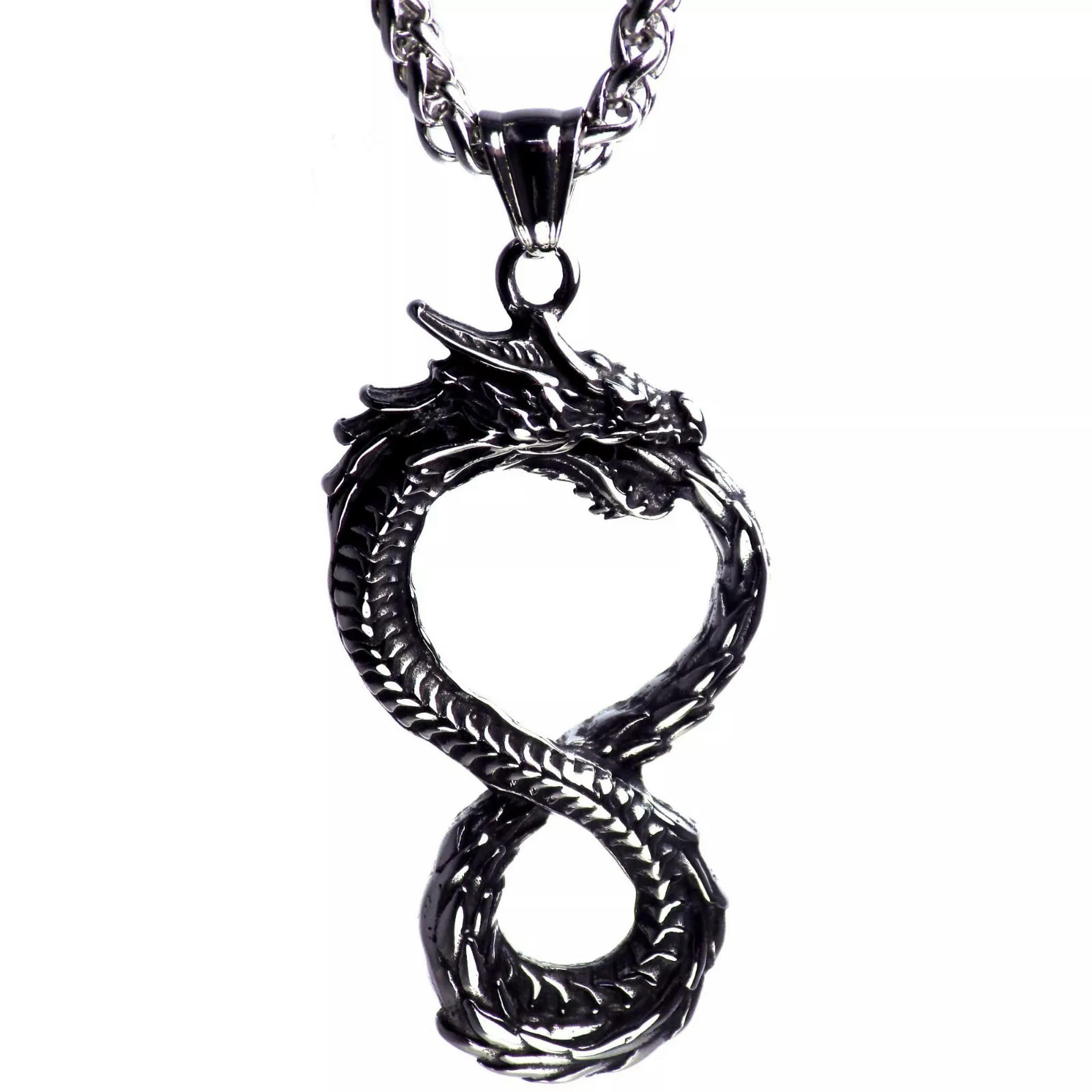 MATROOY Infinite Ouroboros Necklace Stainless Steel Infinity Serpent ...