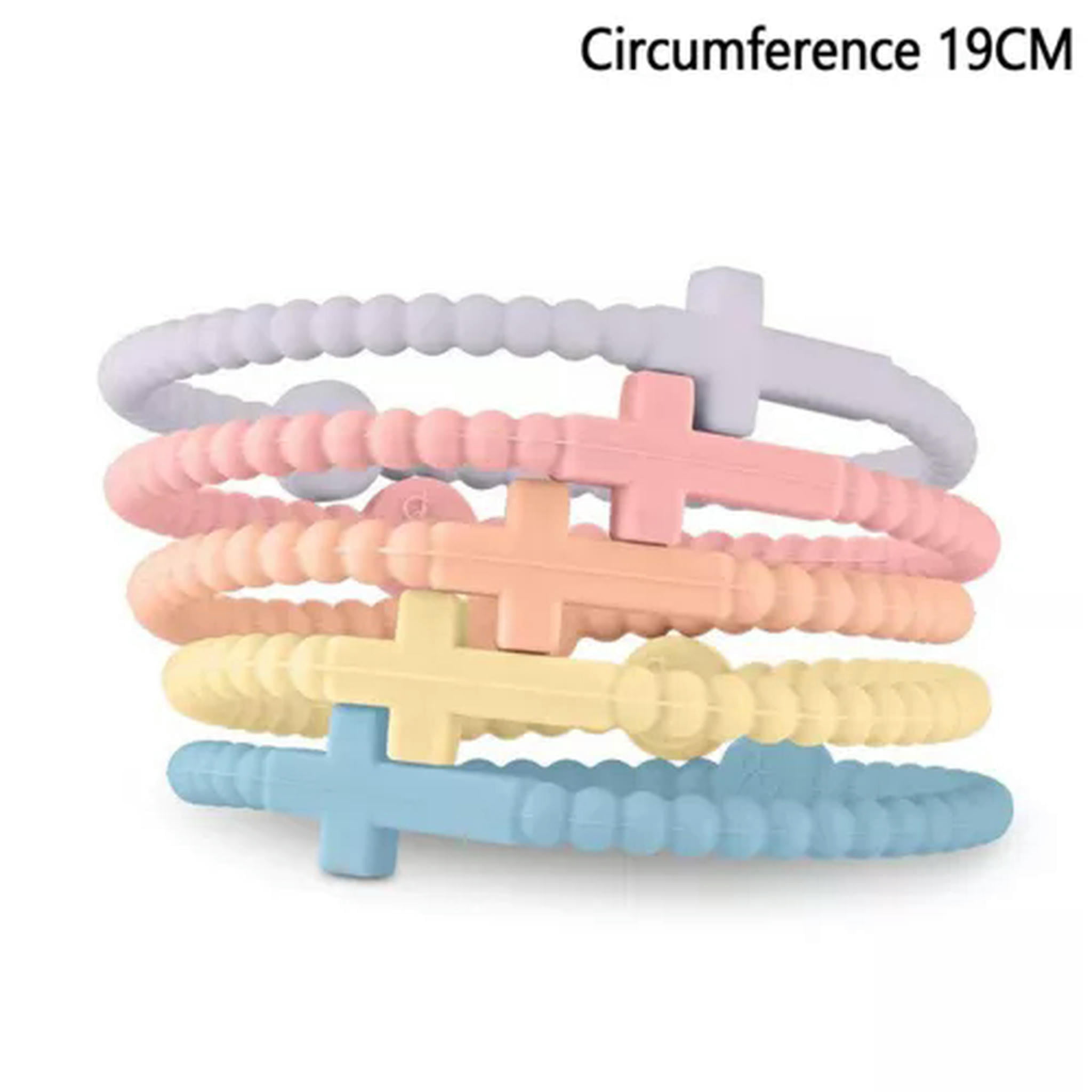 MATROOY Jesus Bracelets Cross Macaron-colored Beaded Silicone Bracelets ...