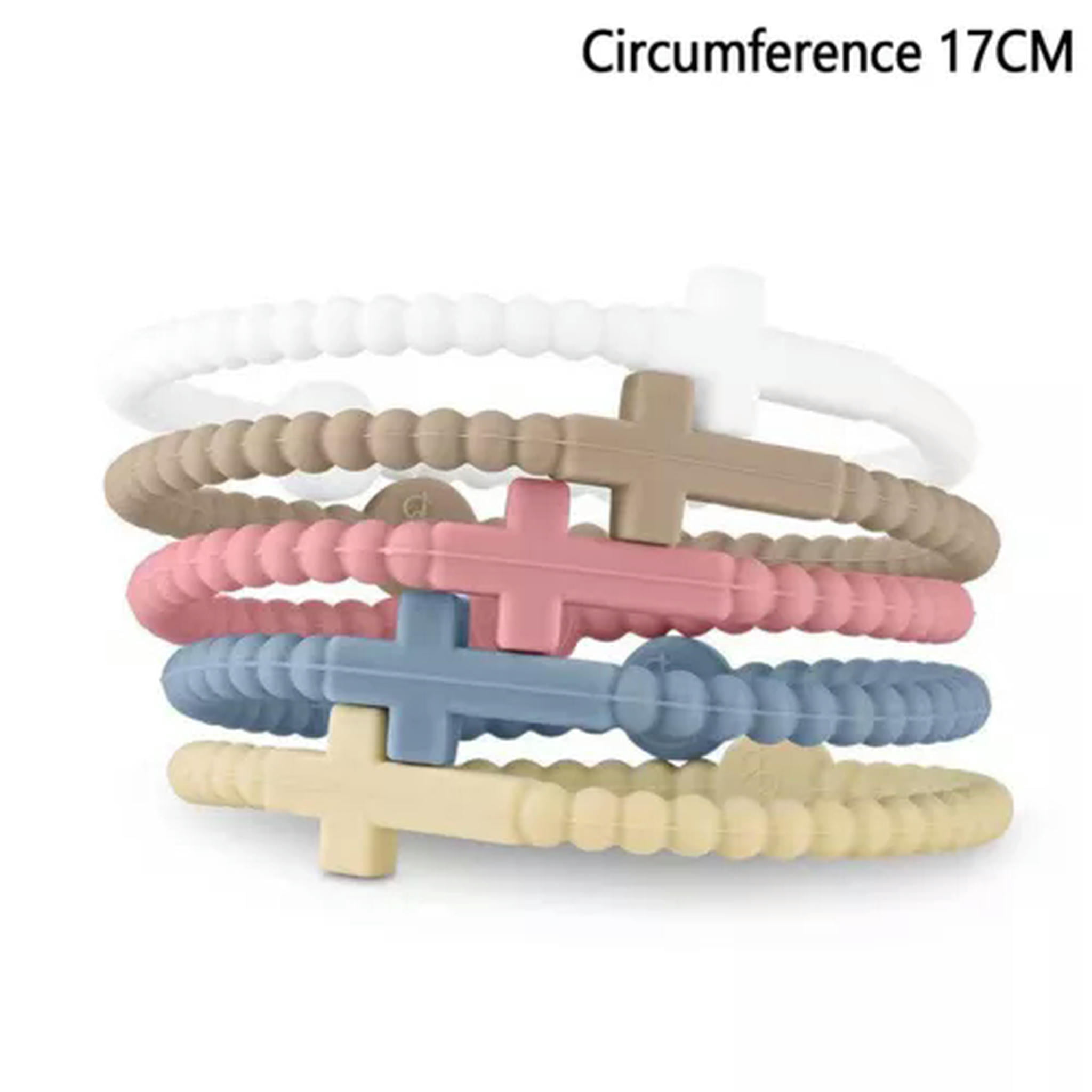MATROOY Jesus Bracelets Cross Macaron-colored Beaded Silicone Bracelets ...