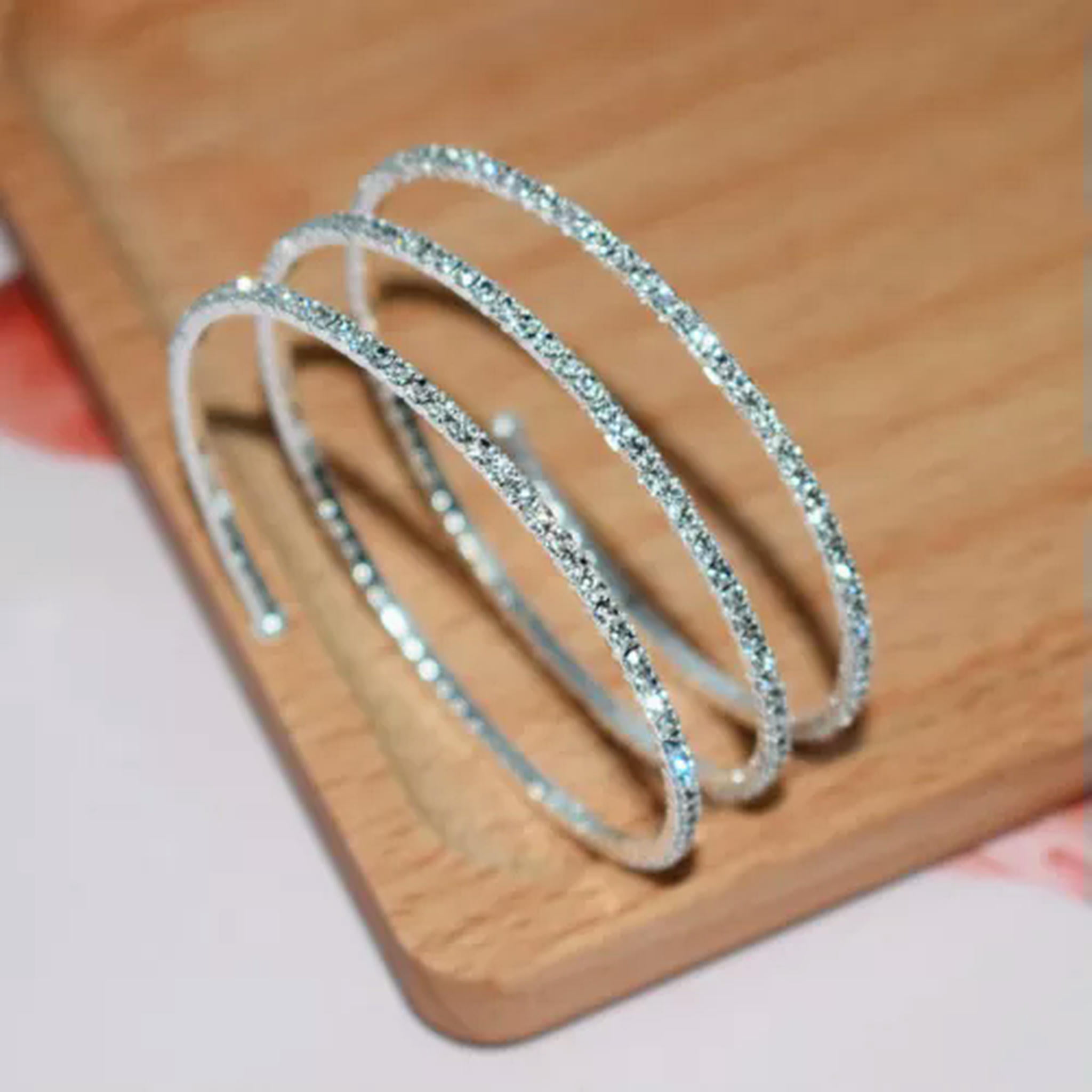 MATROOY Lady Multi-layer Imitation Rhinestone Bangle Bracelet Spiral ...
