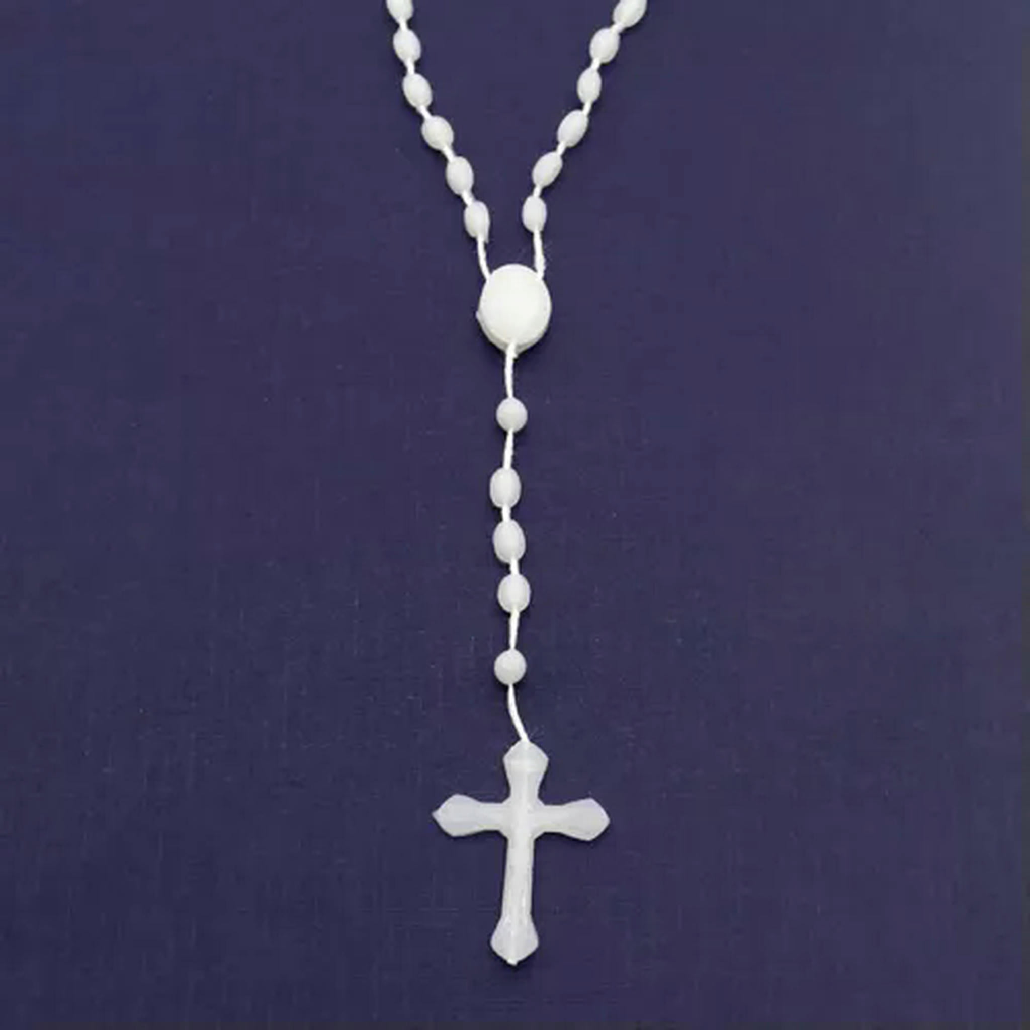 MATROOY Luminous Catholic Christ Jesus Cross Plastic Rosary Necklace ...