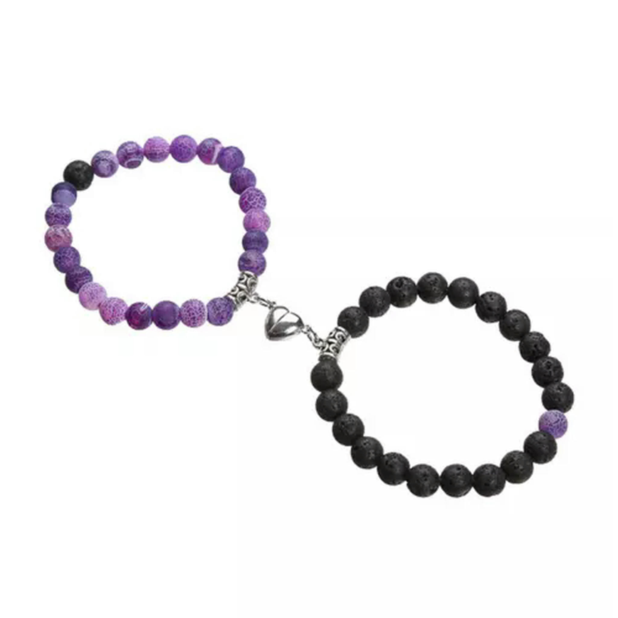 MATROOY Magnet Couple Bracelets Romantic Heart Matching Natural Stone ...