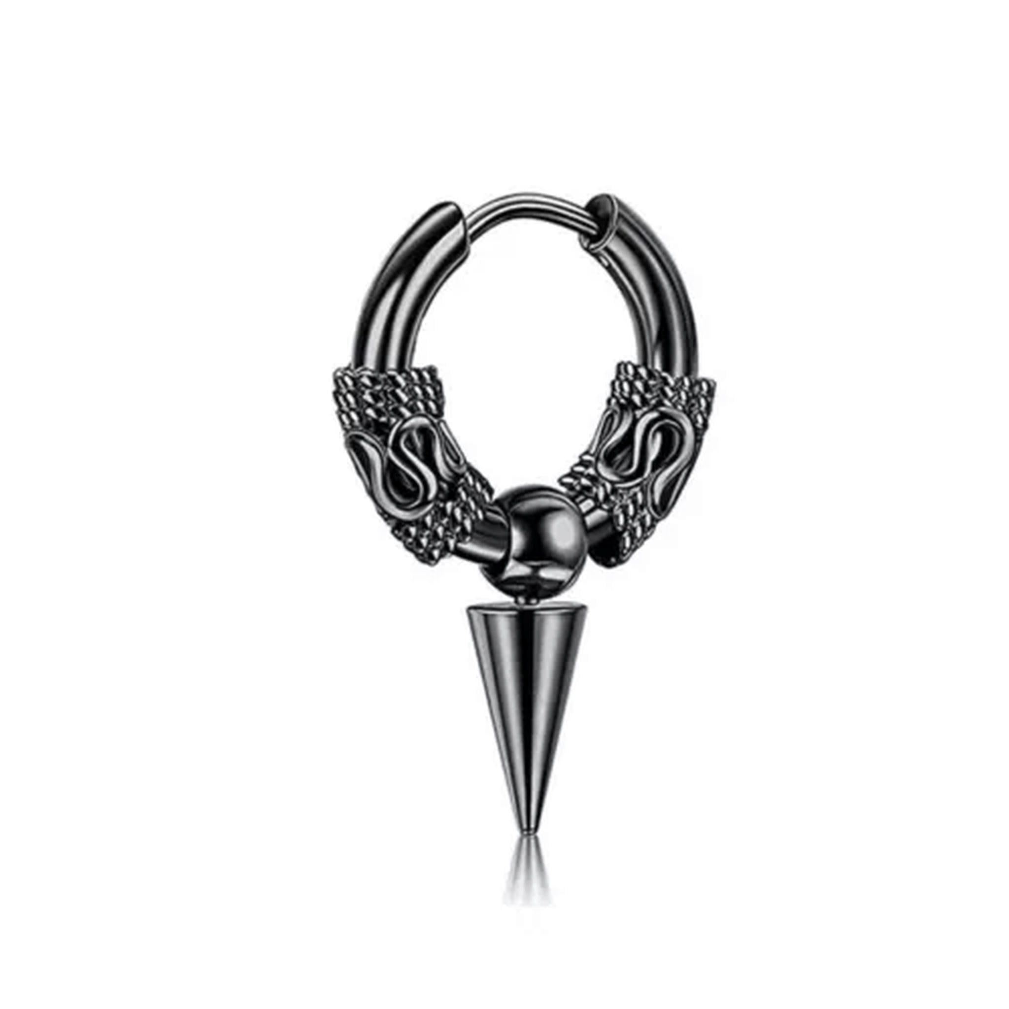 MATROOY - Men Rock Punk Dragon-pattern Hoop Earrings Cool Gothic Round ...