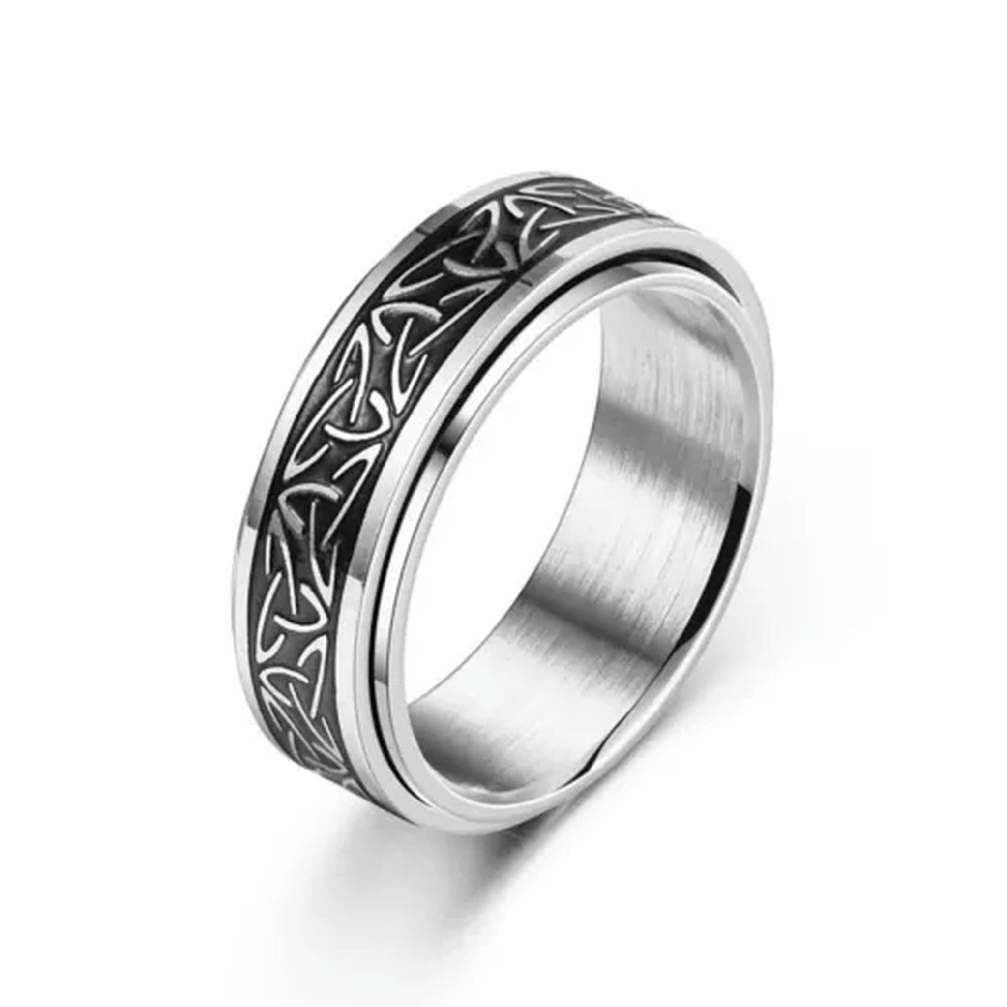 MATROOY Men Titanium Stainless Ring Rotating Finger Rings Spinner Anti ...