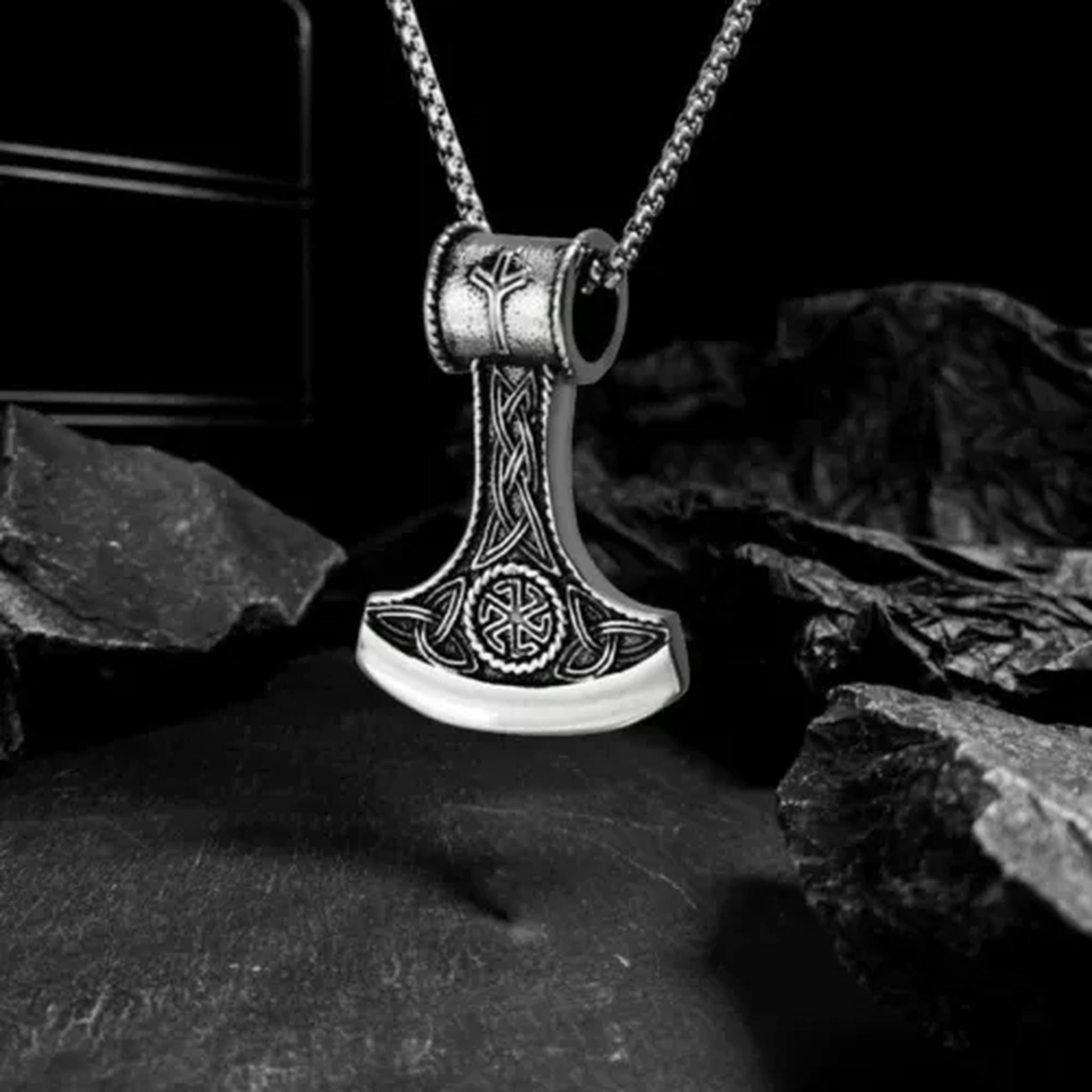 MATROOY Mens Cross / Skull / Ankh / Viking Axe Pendant Necklace Punk ...