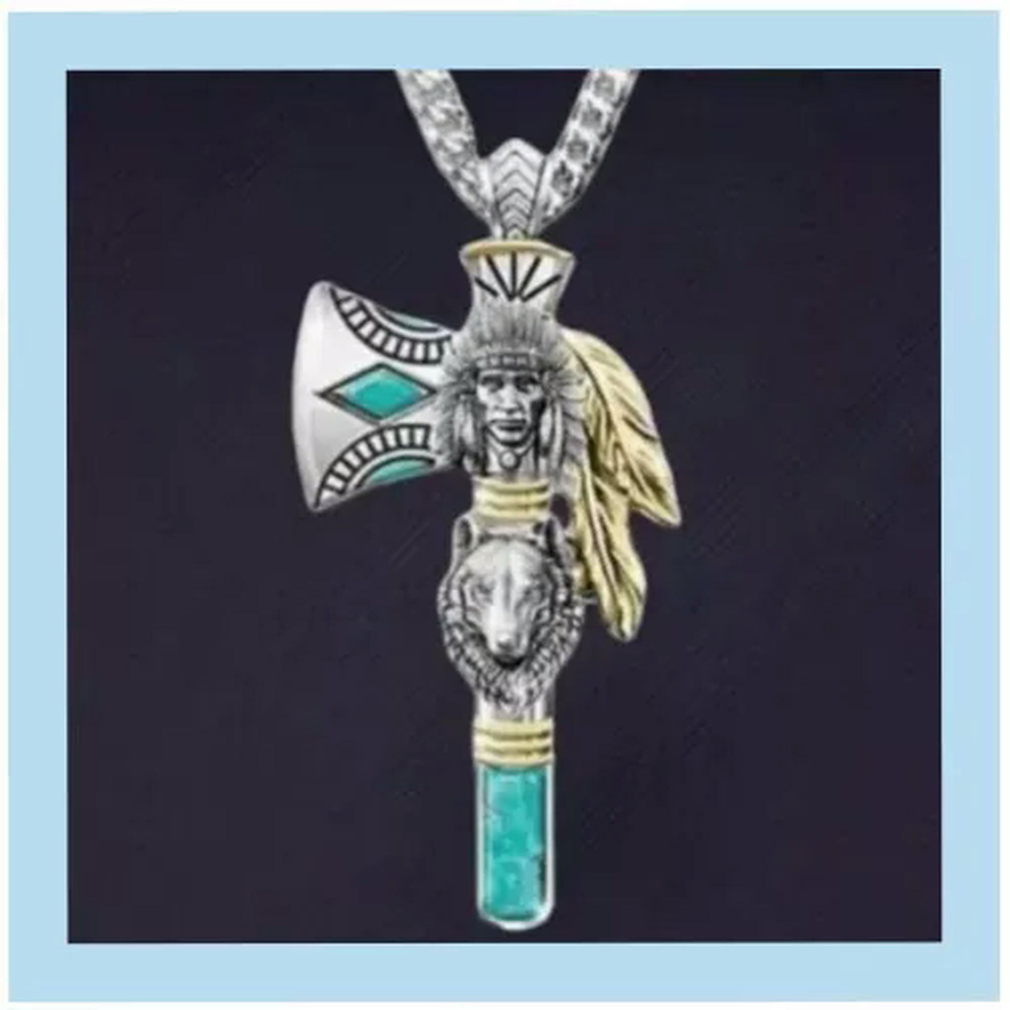 MATROOY Native Axe Wolf Head Pendant Necklace Jewelry Accessories ...