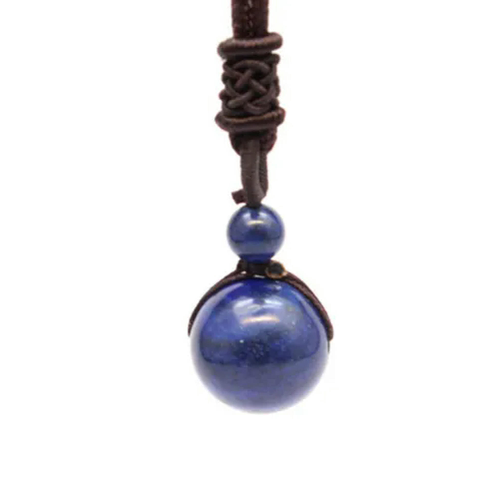 MATROOY Natural 16mm Stone Sphere Pendant Crystal Rope Knot Bead ...