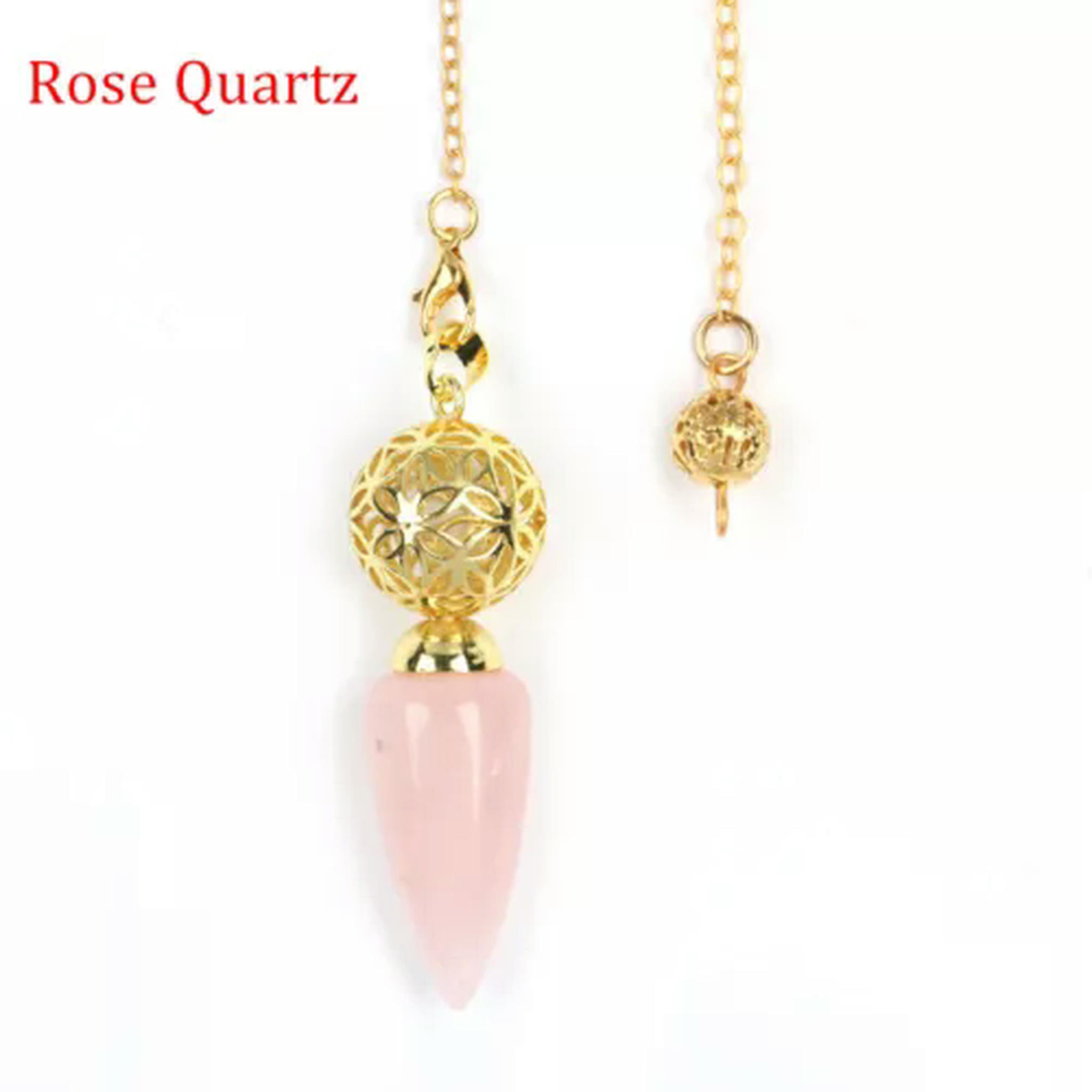 MATROOY Natural Bullet Point Crystal Quartz Pendulum Metal Cage Energy ...
