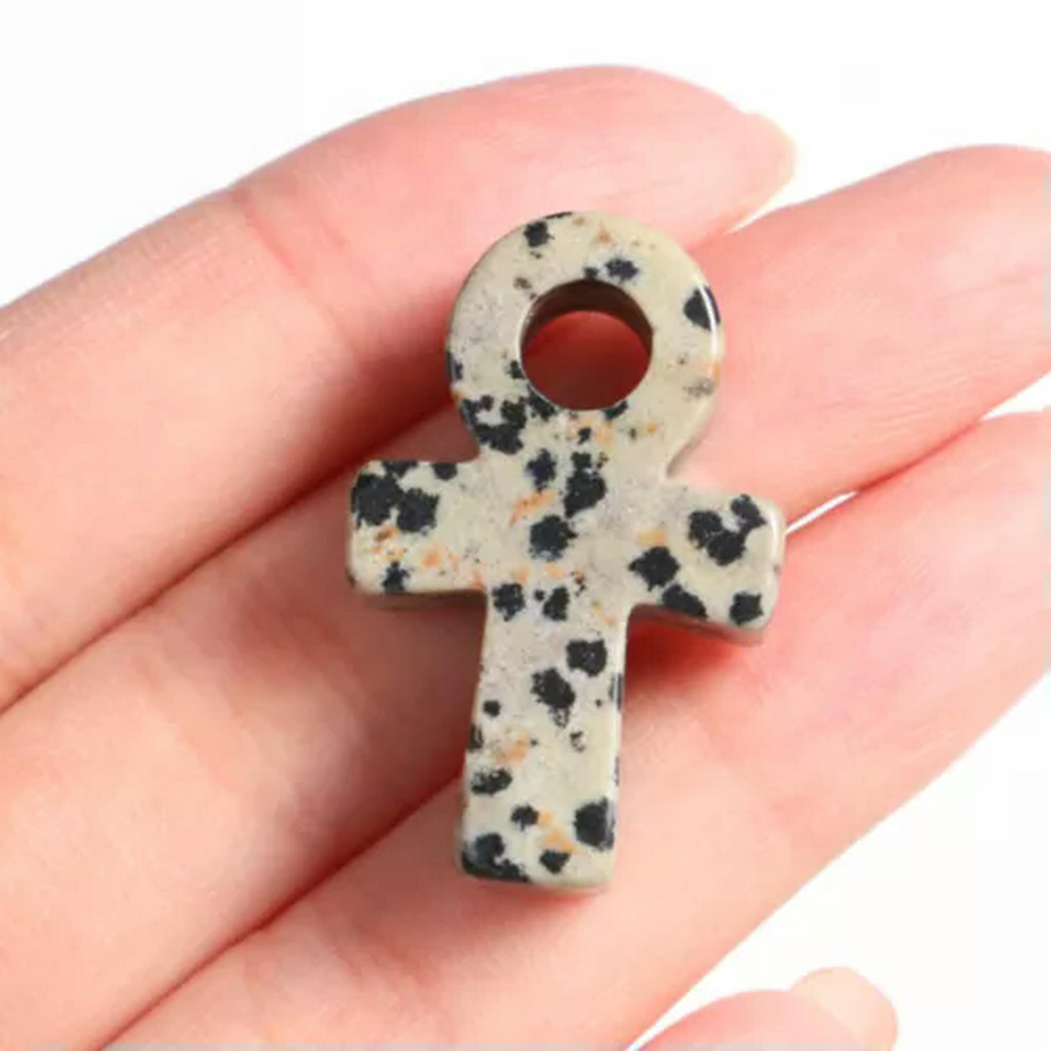 MATROOY Natural Crystal Quartz Egyptian Ankh Cross Hand Carving Stone ...