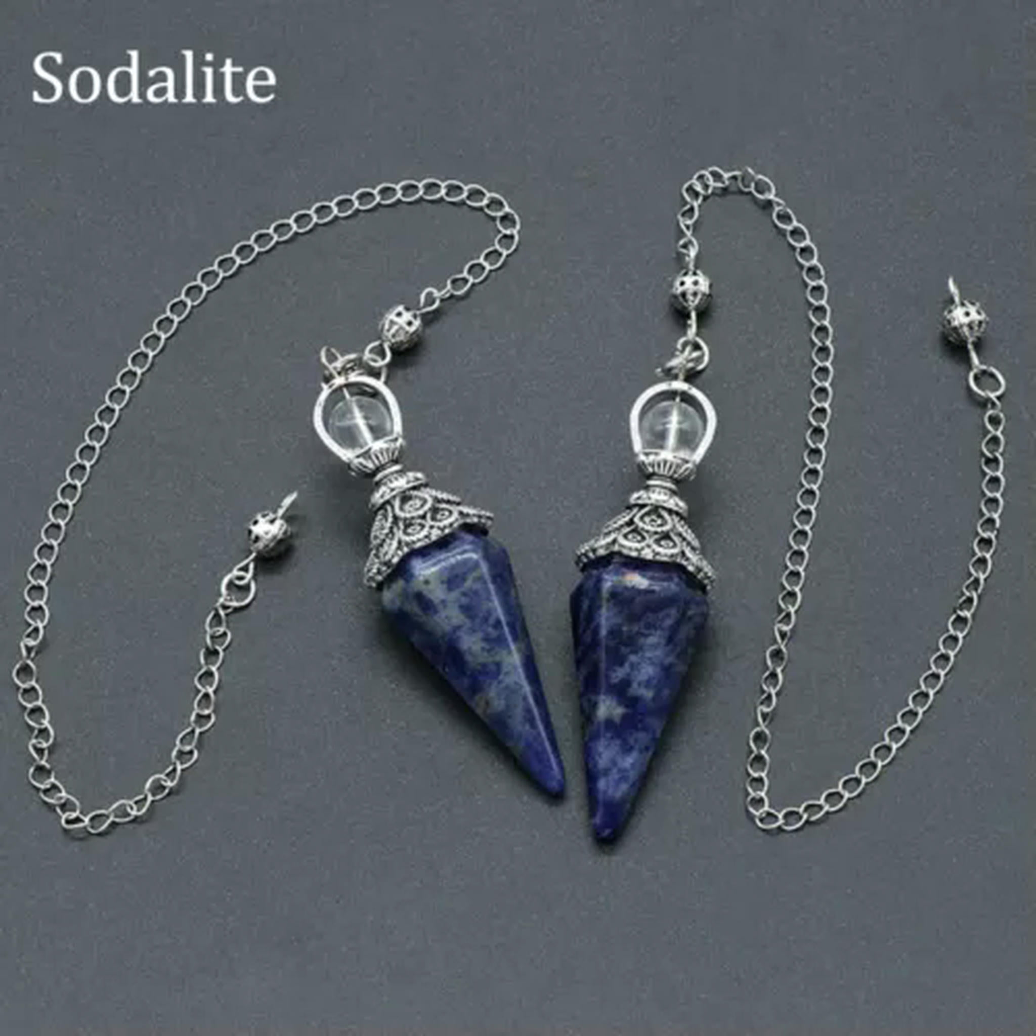 MATROOY Natural Healing Crystal Pendulum Hexagon Pyramid Chakra Chain ...