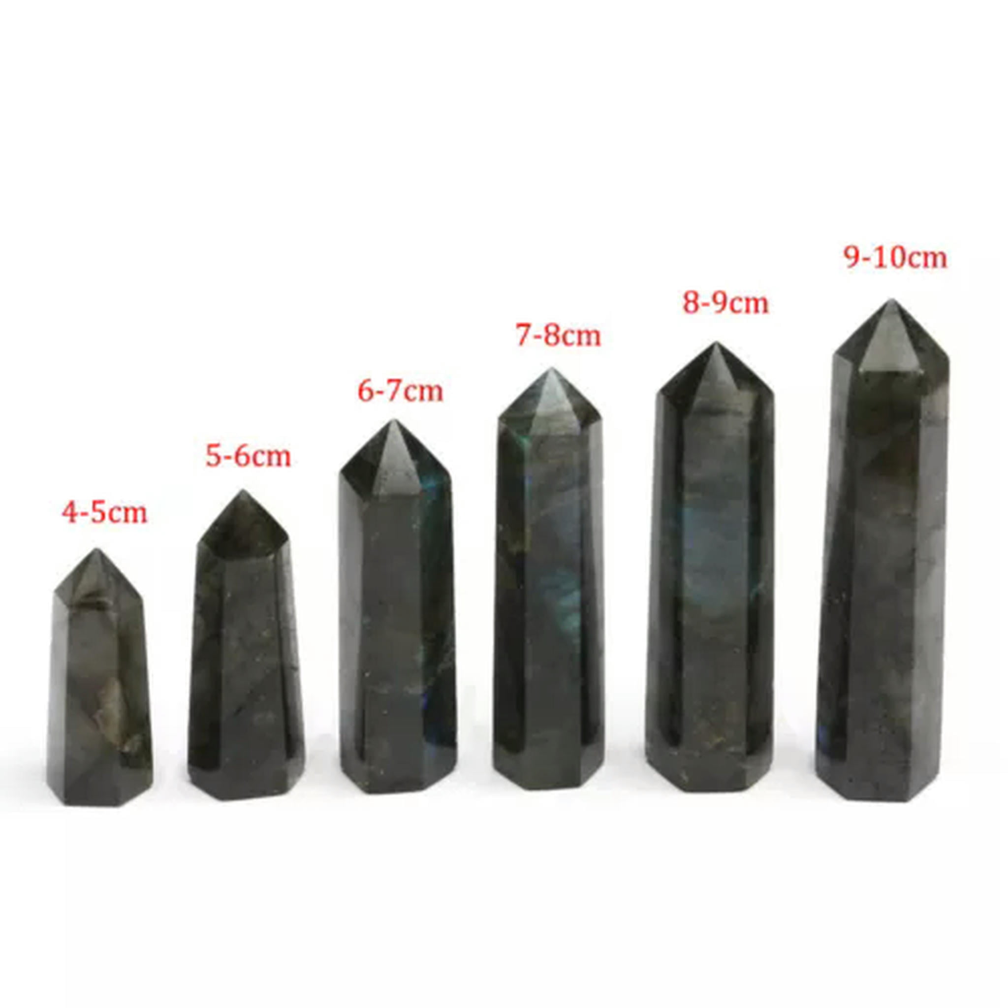 MATROOY Natural Labradorite Crystal Quartz Point Healing Hexagonal Wand ...