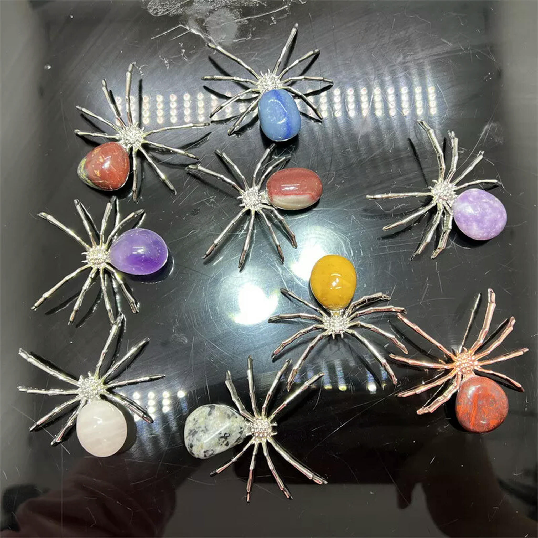 MATROOY Natural Mixed Spider Pure hand made DIY skull Quartz Crystal ...
