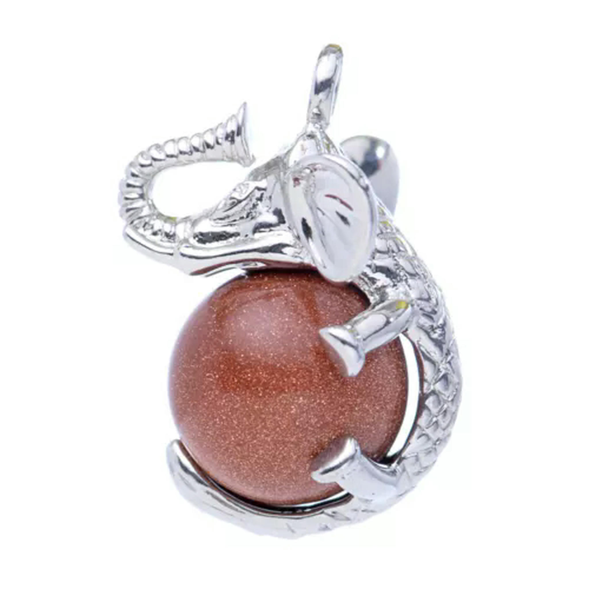 MATROOY Natural Stone Crystal Sphere Elephant Chakra Pendant Charms ...