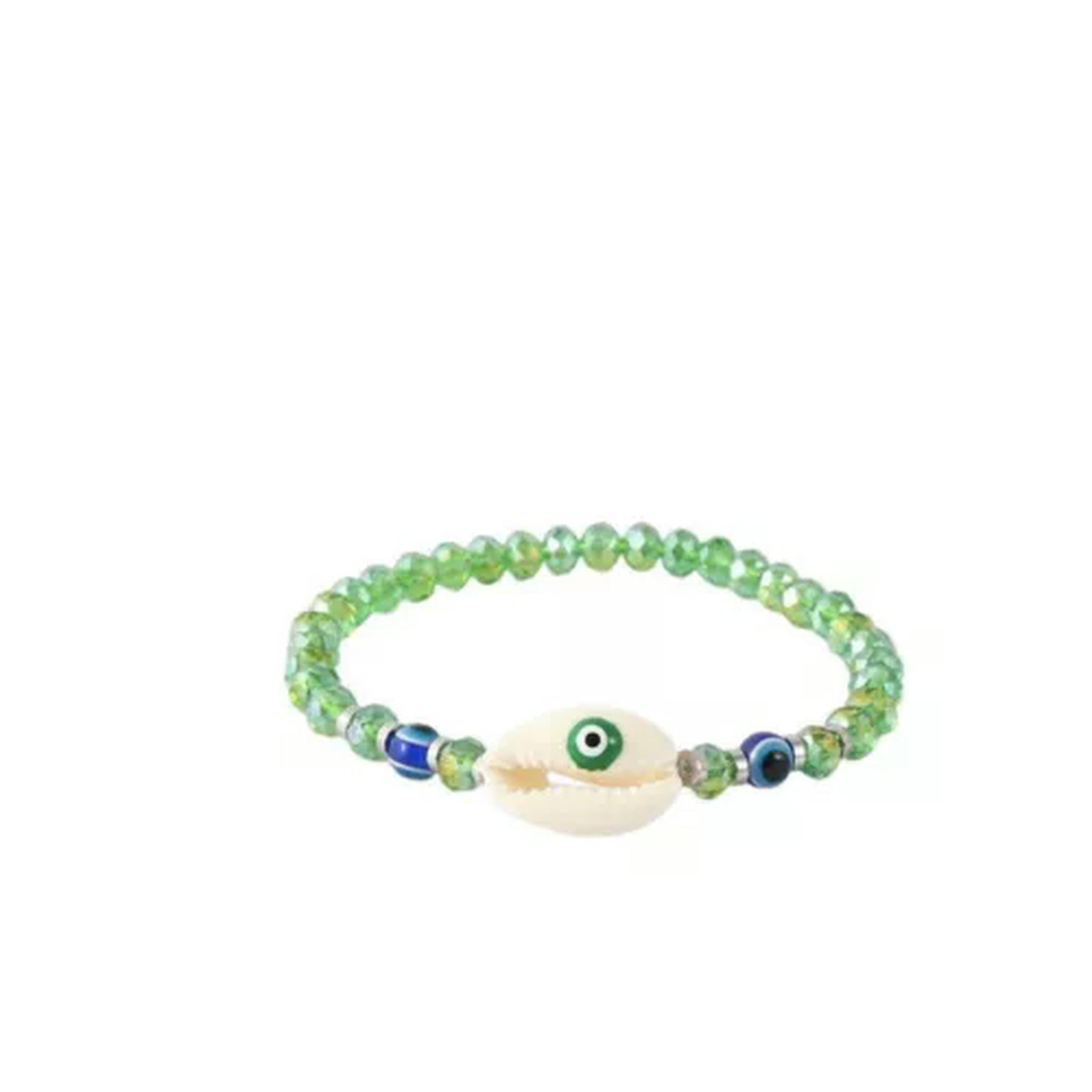 MATROOY Natural Stone Shell Evil Eye Hamsa Crystal Bead Bracelet ...